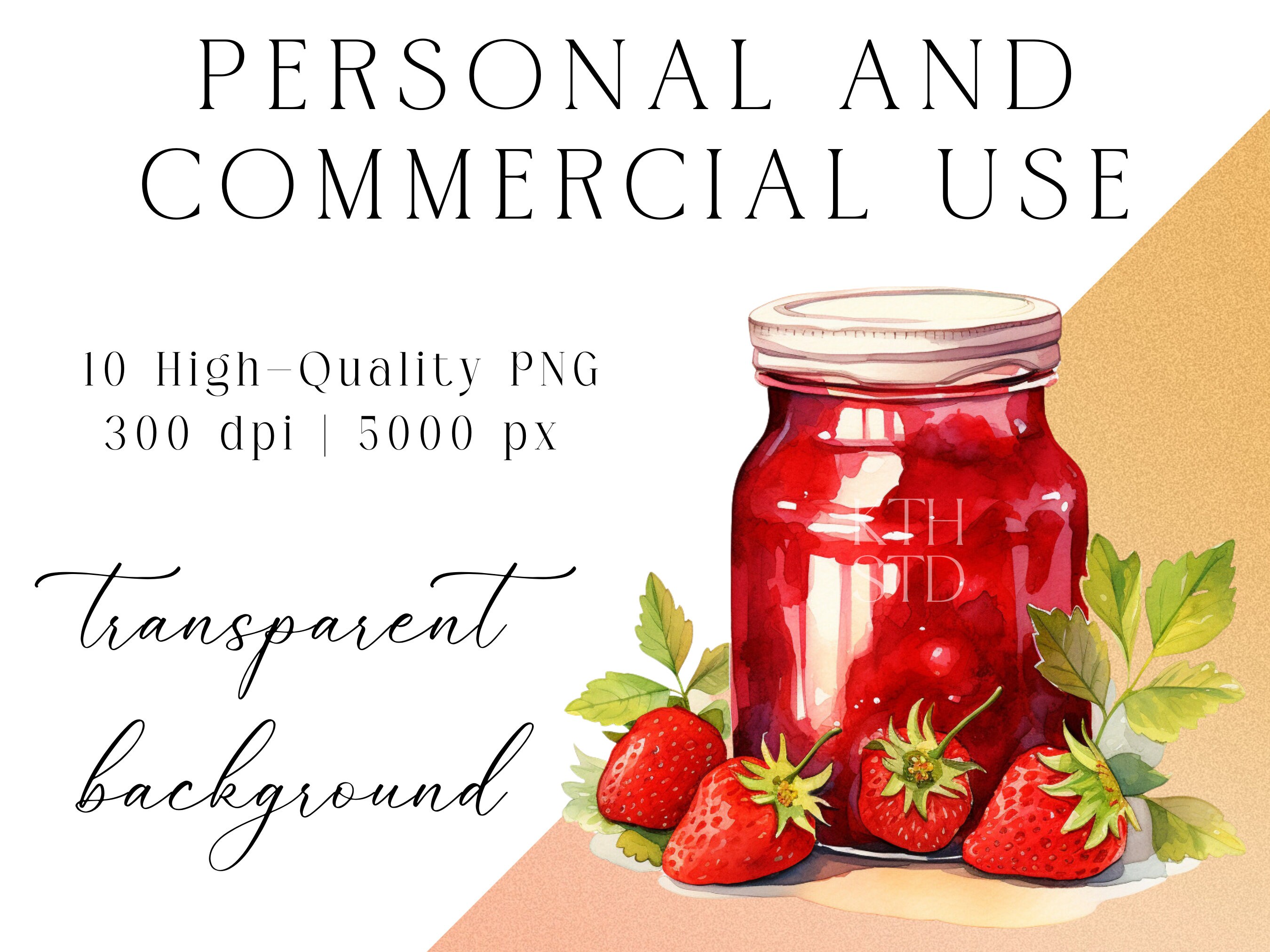 Strawberry Jam Watercolor Clipart PNG Transparent Clipart, Commercial ...