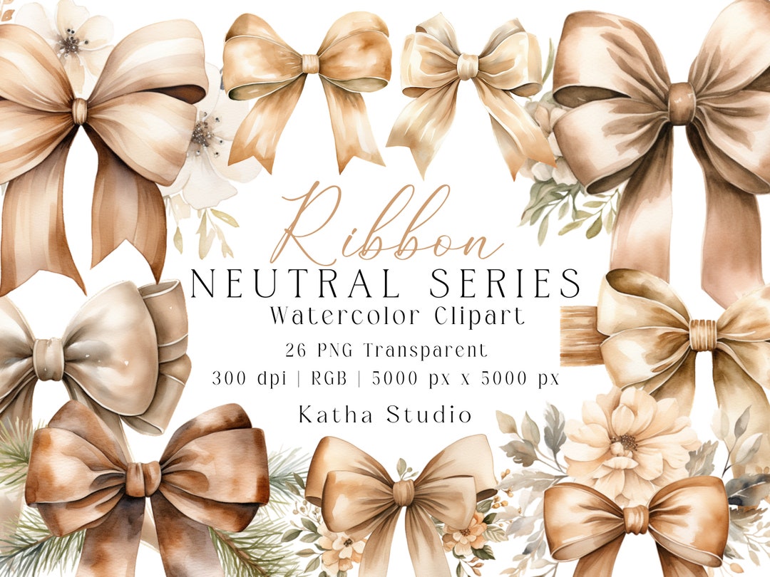 Neutral Ribbon Watercolor Clipart | PNG Transparent Clipart, Commercial ...