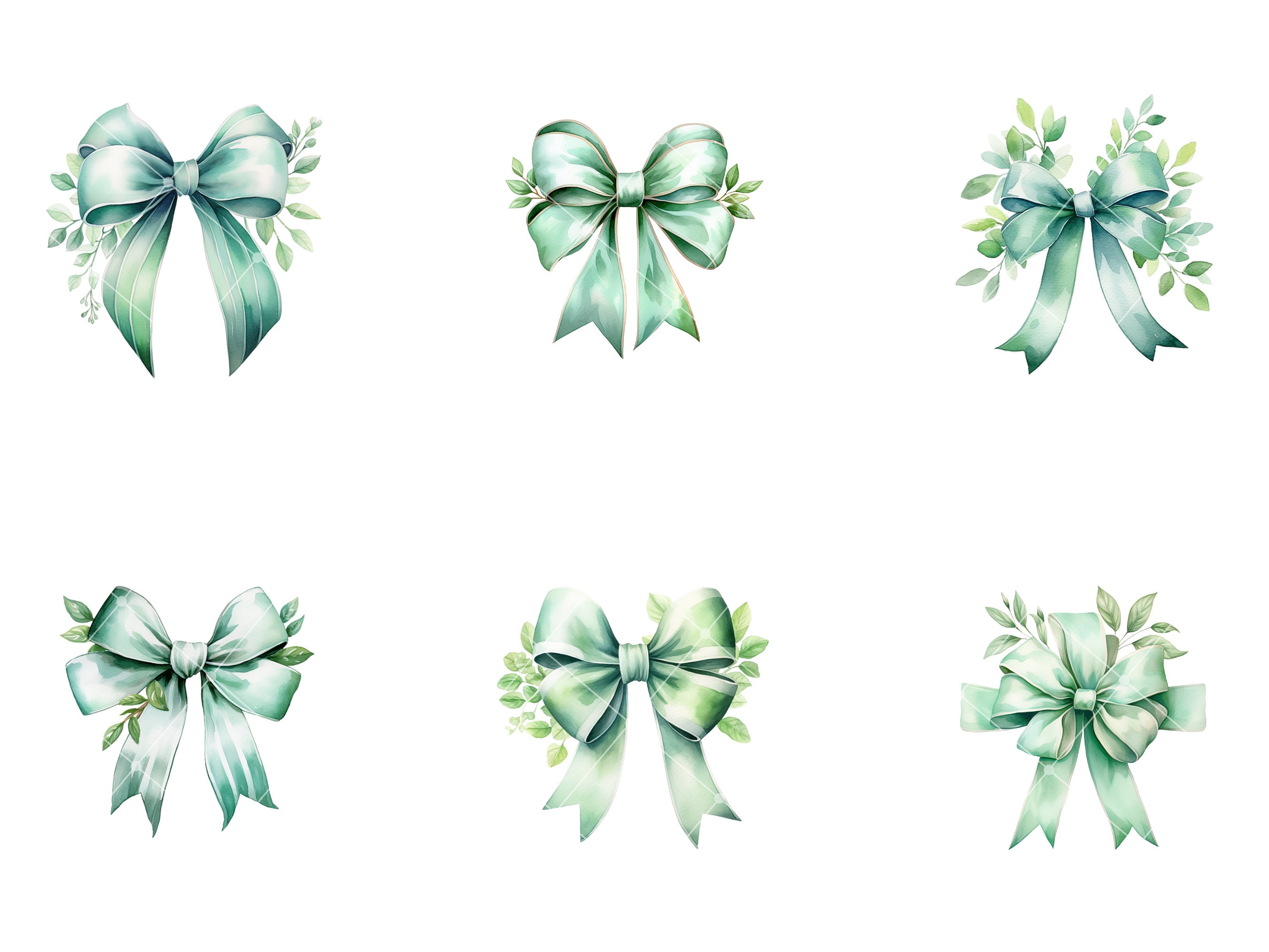 Mint Ribbon Watercolor Clipart | PNG Transparent Clipart, Commercial ...