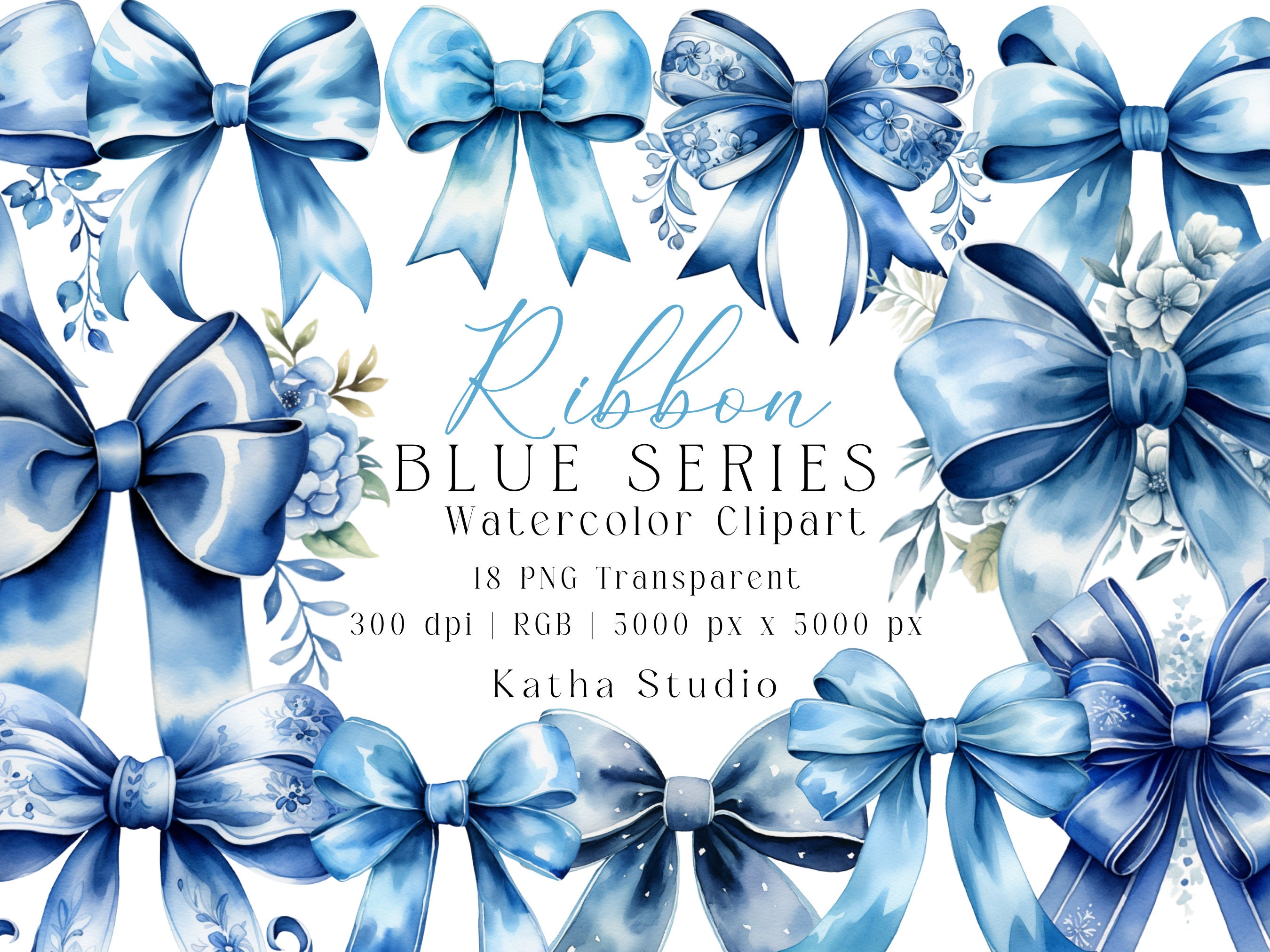 Blue Ribbon Watercolor Clipart | PNG Transparent Clipart, Commercial ...