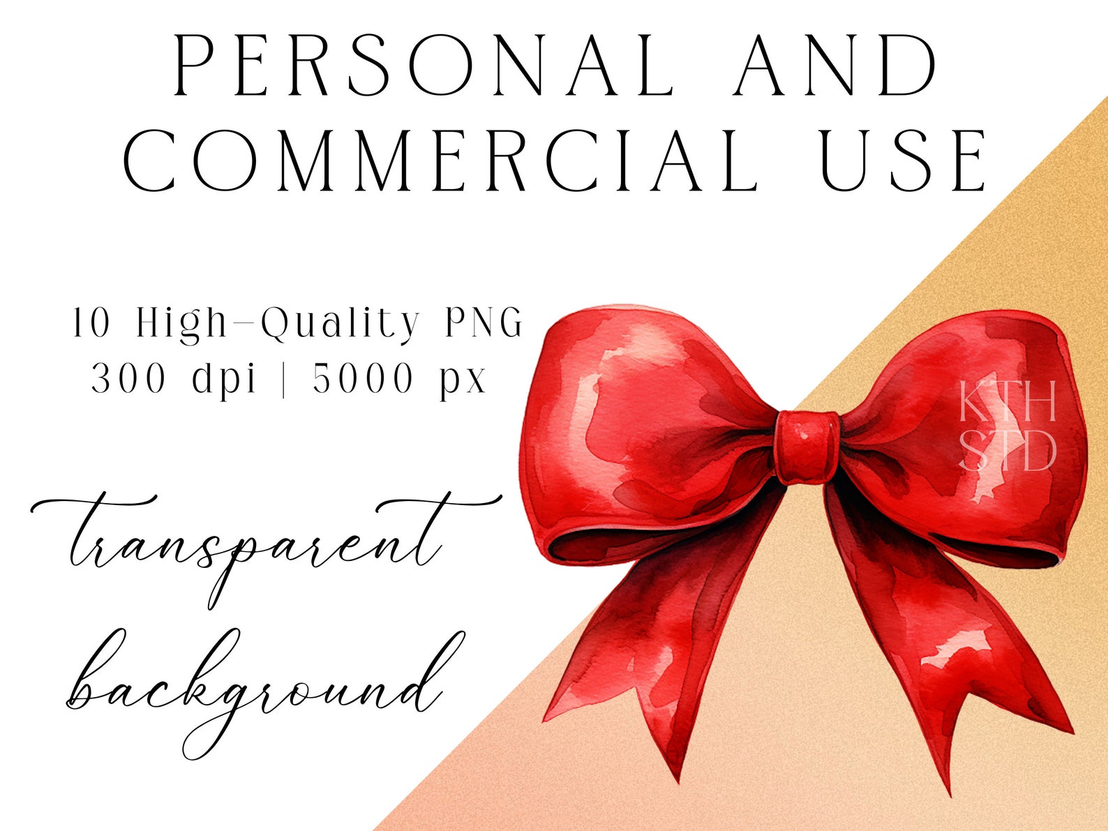 Red Ribbon Watercolor Clipart | PNG Transparent Clipart, Commercial POD ...