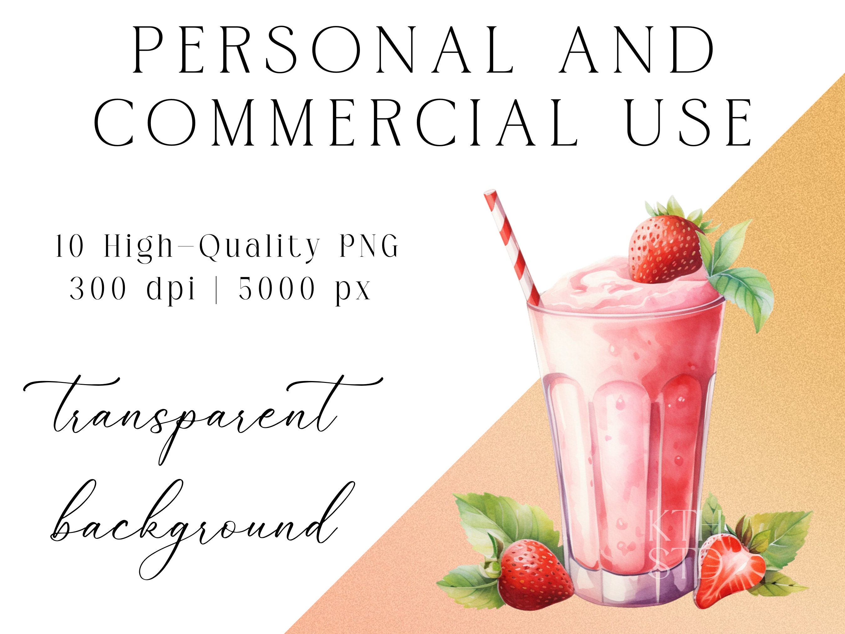 Strawberry Smoothie Watercolor Clipart PNG Transparent Clipart ...