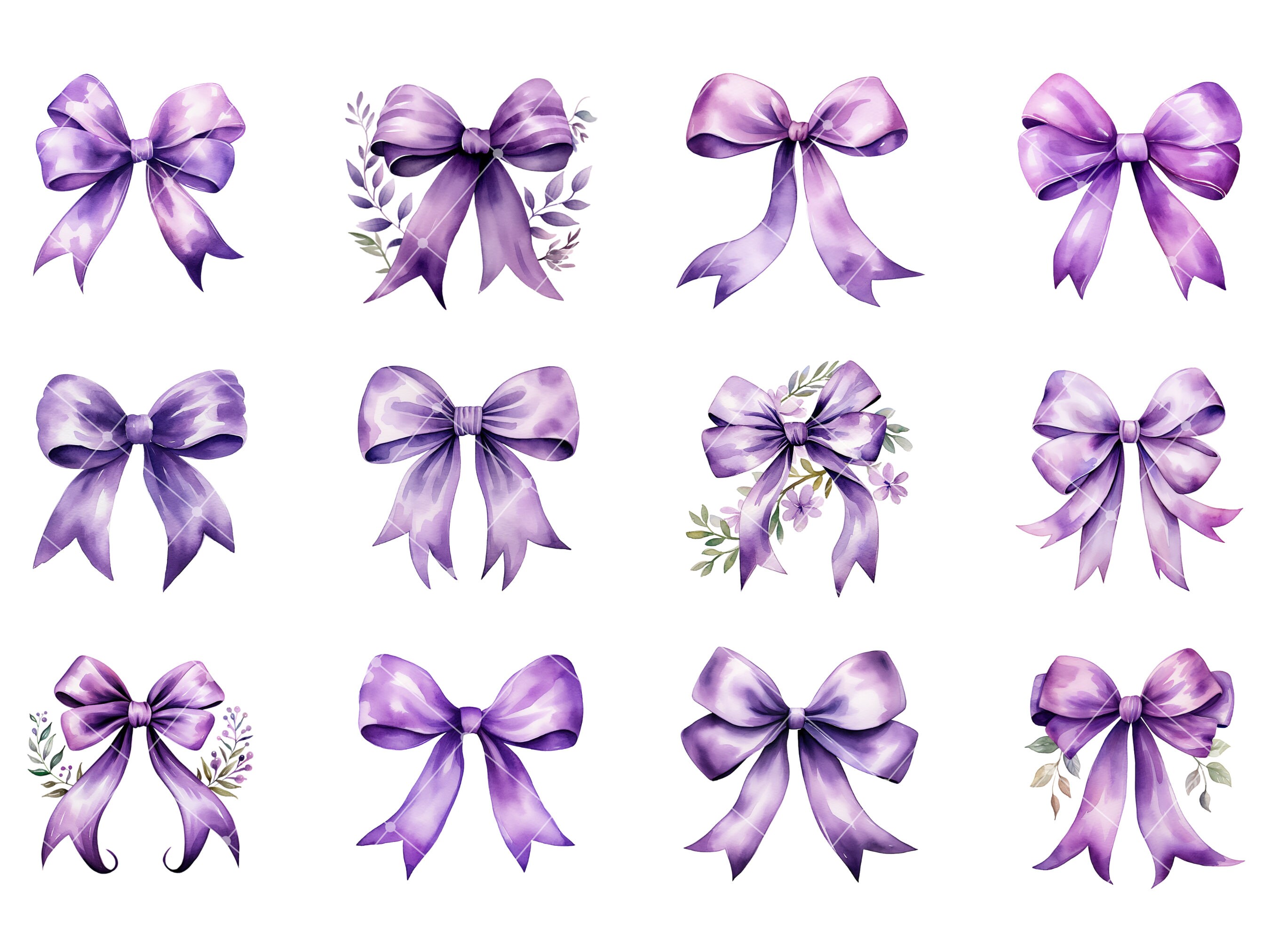 Purple Ribbon Watercolor Clipart | PNG Transparent Clipart, Commercial ...