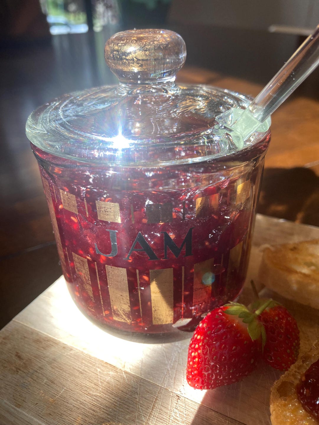 Jam Jar With Glass Spreader Vintage Gold Jelly Jar With Lid and ...