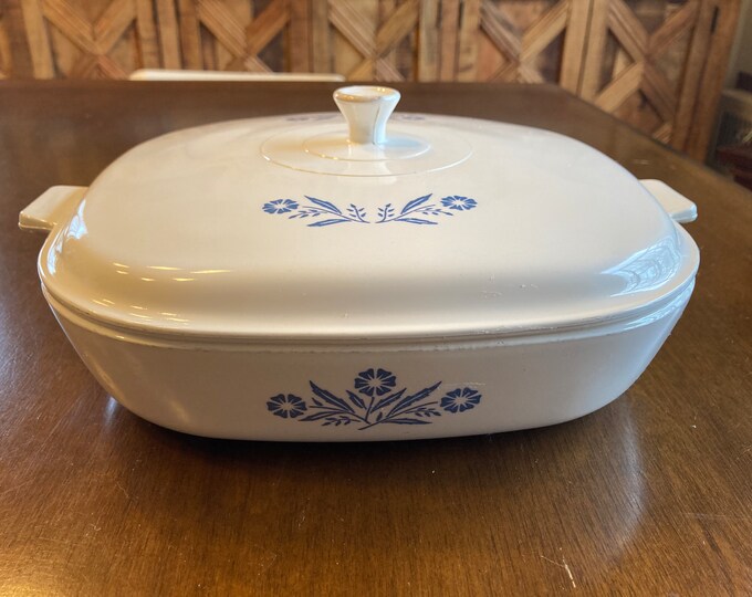 Corningware Cornflower Casserole Dish - White Pyroceram Lid ...