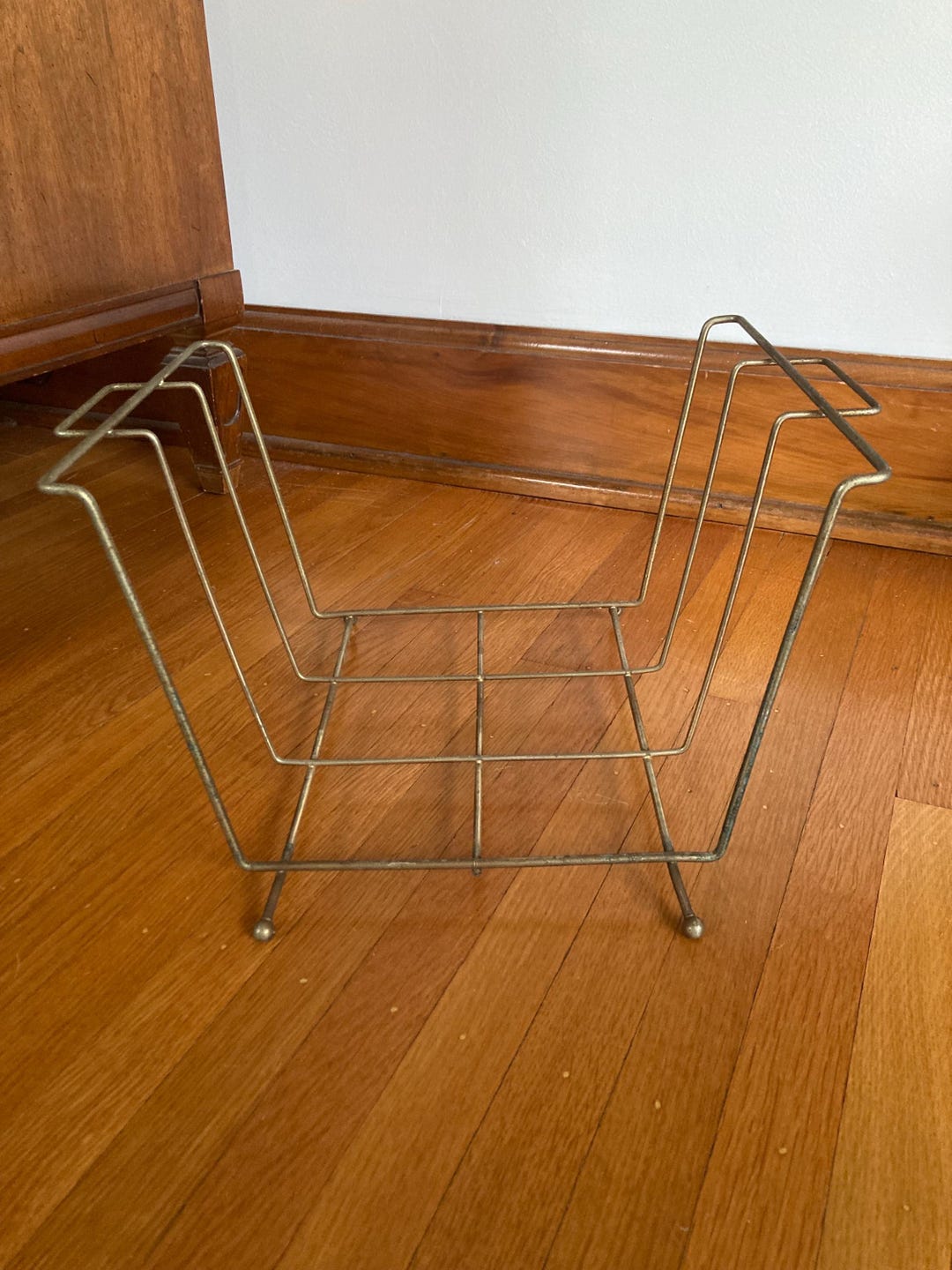 Record Holder - Vintage Wire Vinyl Stand - MCM Vinyl Rack Floor Stand ...
