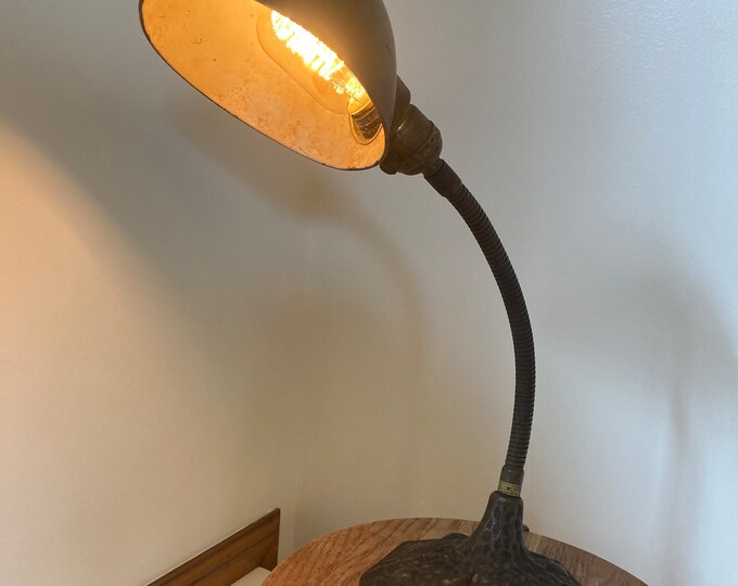 Vintage Hubbell Desk Light - Cast Iron Gooseneck Task Light - Rustic ...