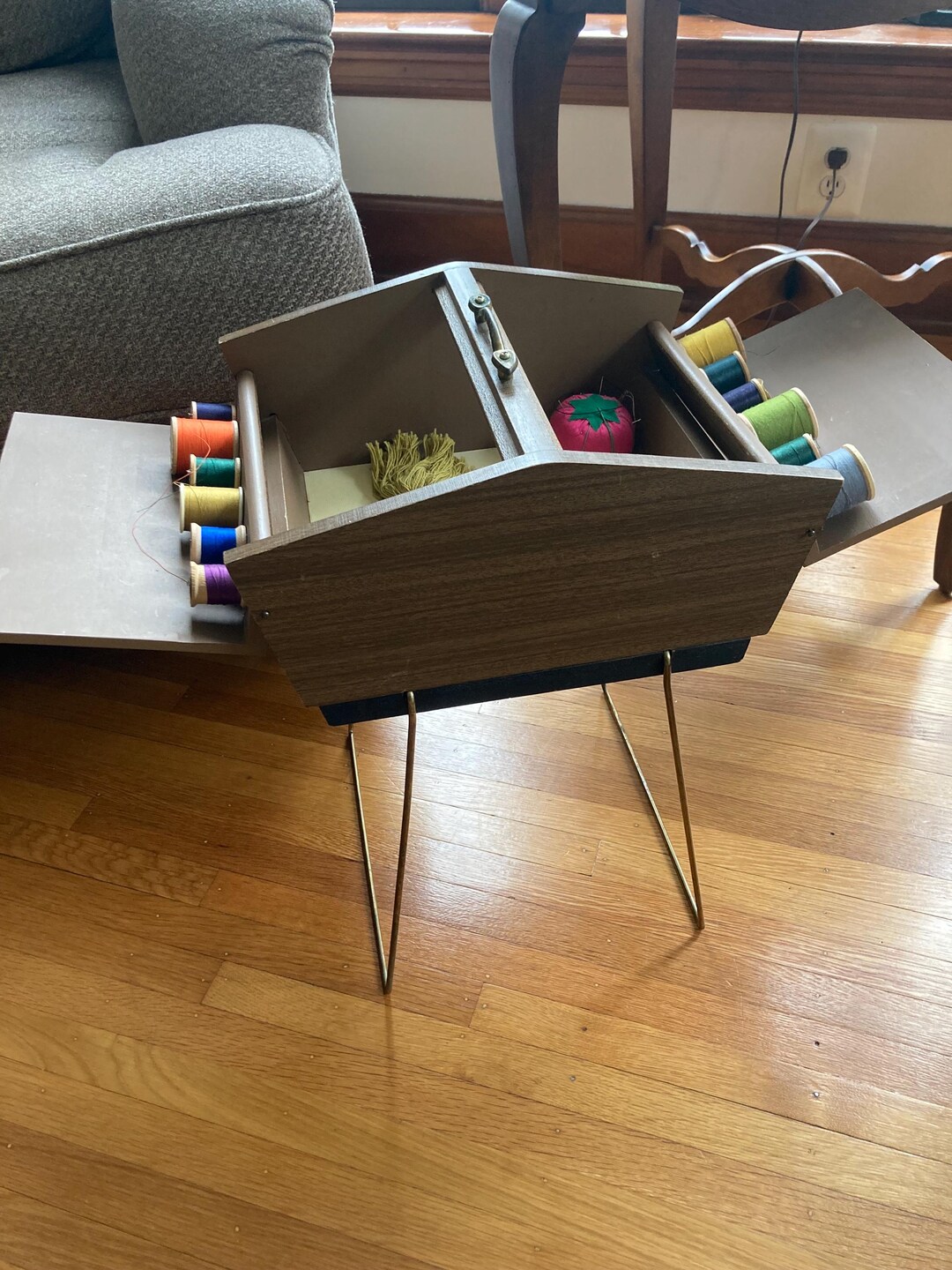 Mid Century Sewing Box Stand: MCM Folding Leg Storage - Etsy