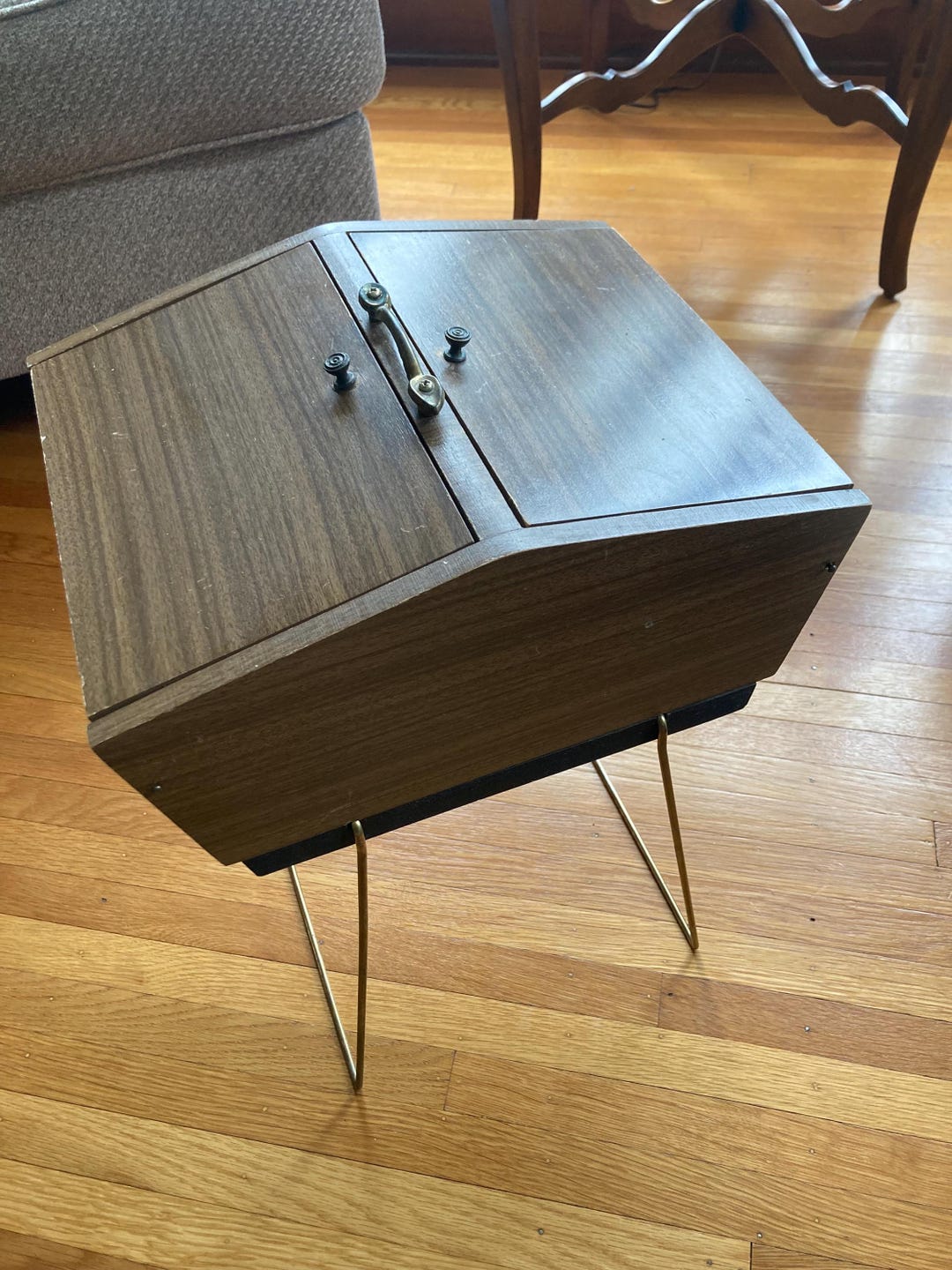 Sewing Box Stand - Mid Century Storage Box - Sewing Storage With ...