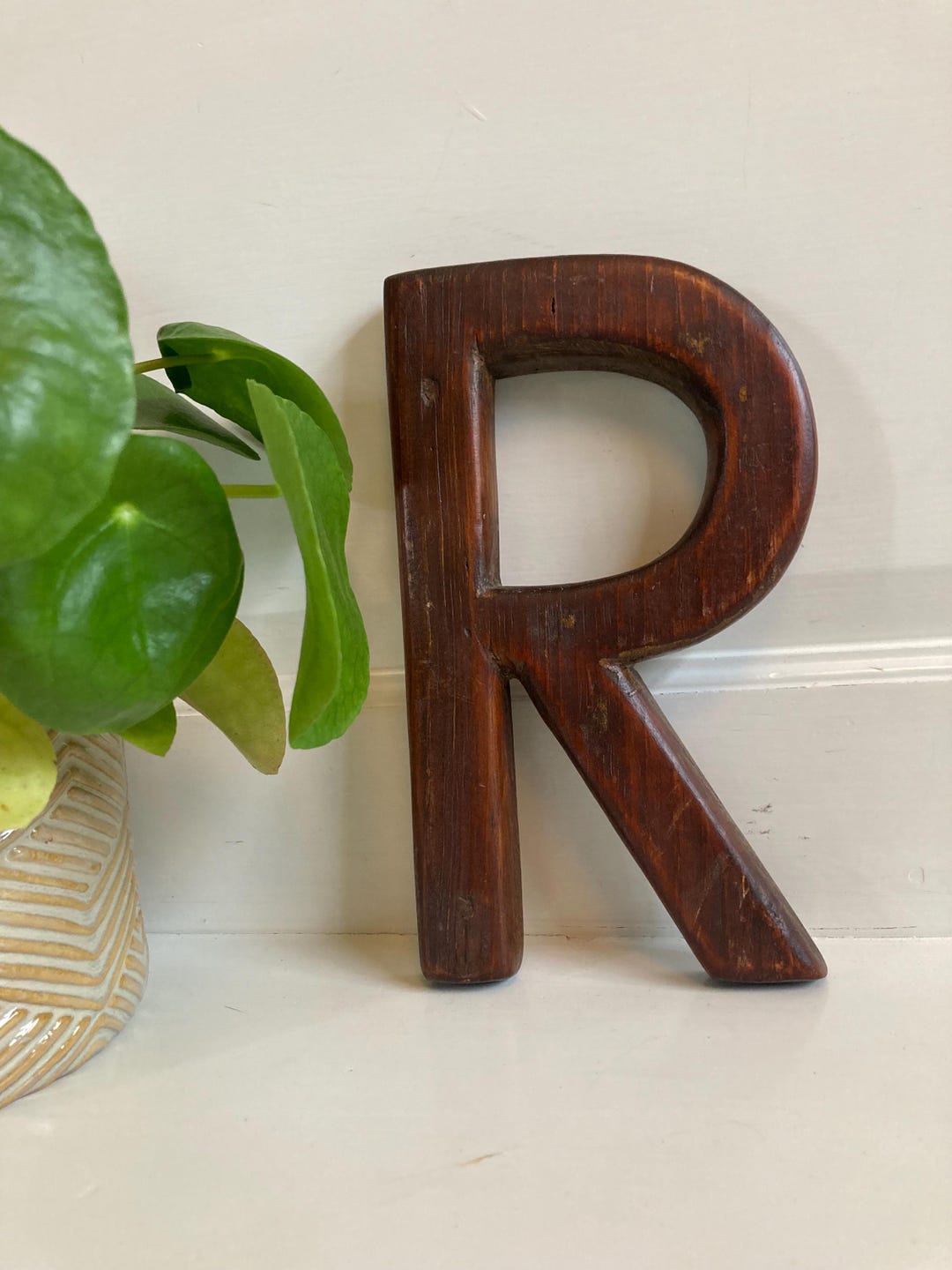 Wooden Letter R Vintage Wooden Signage Carved R Decor - Etsy