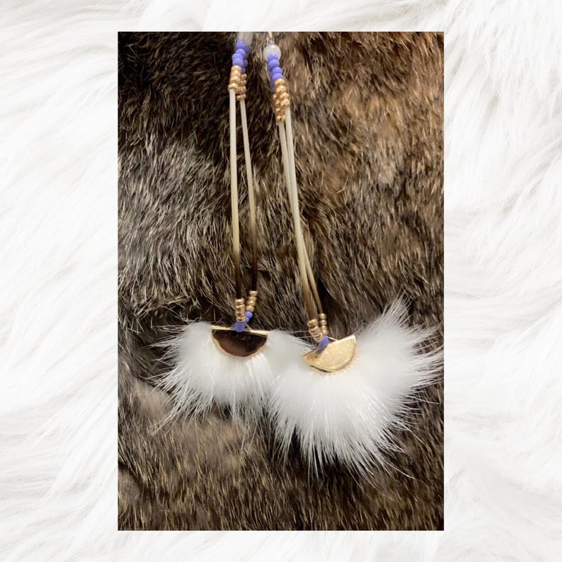 Handmade Beaded Porcupine Quill Earrings With Mink Fur - Etsy