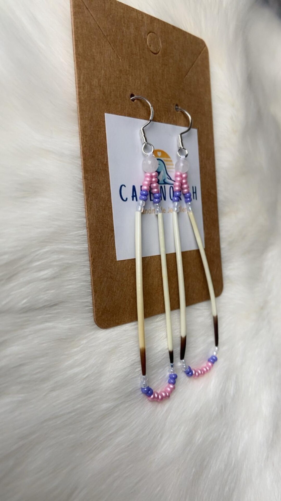Handmade Single Hoop Beaded Porcupine Quill Earrings - Etsy