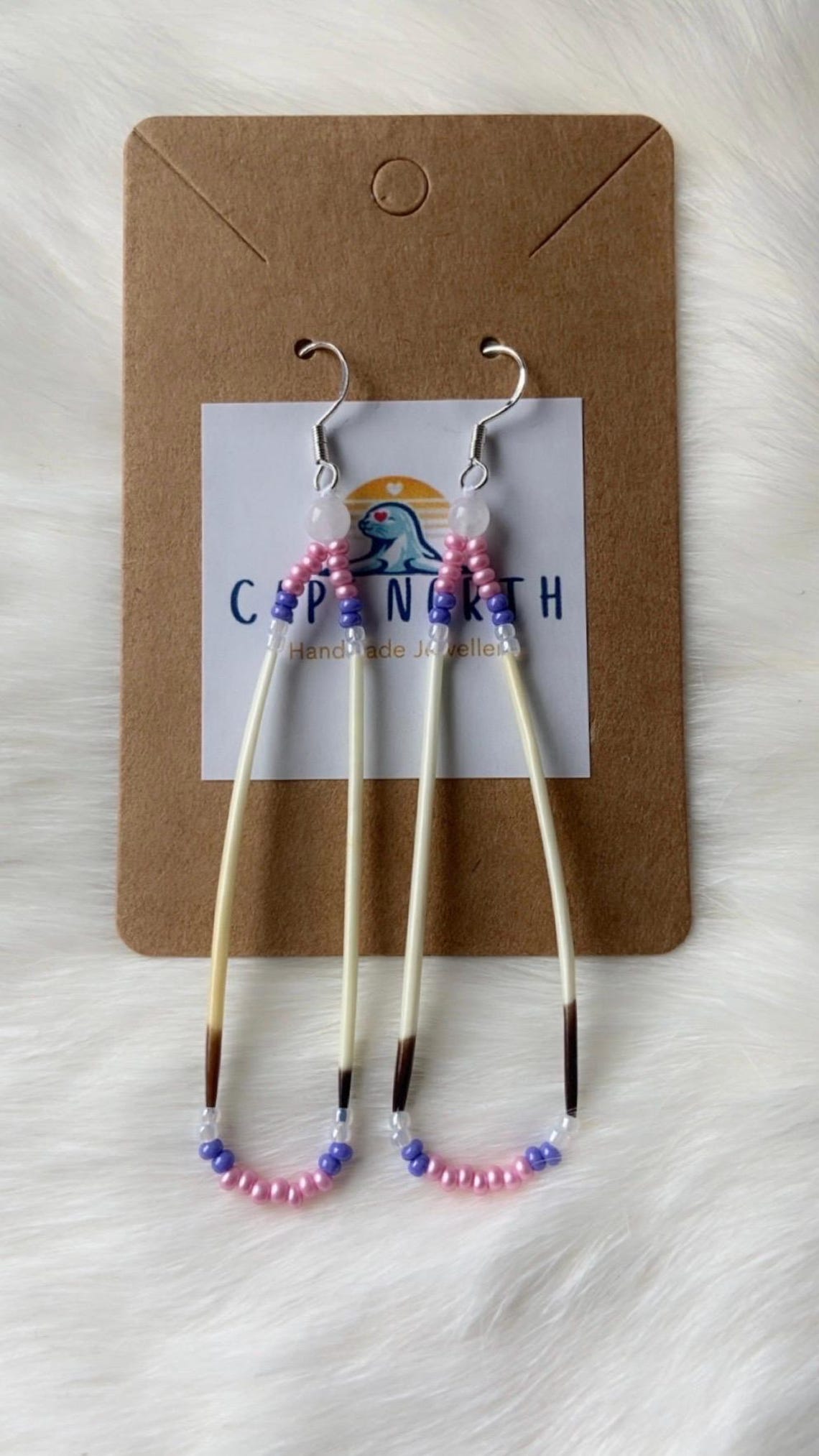 Handmade Single Hoop Beaded Porcupine Quill Earrings - Etsy