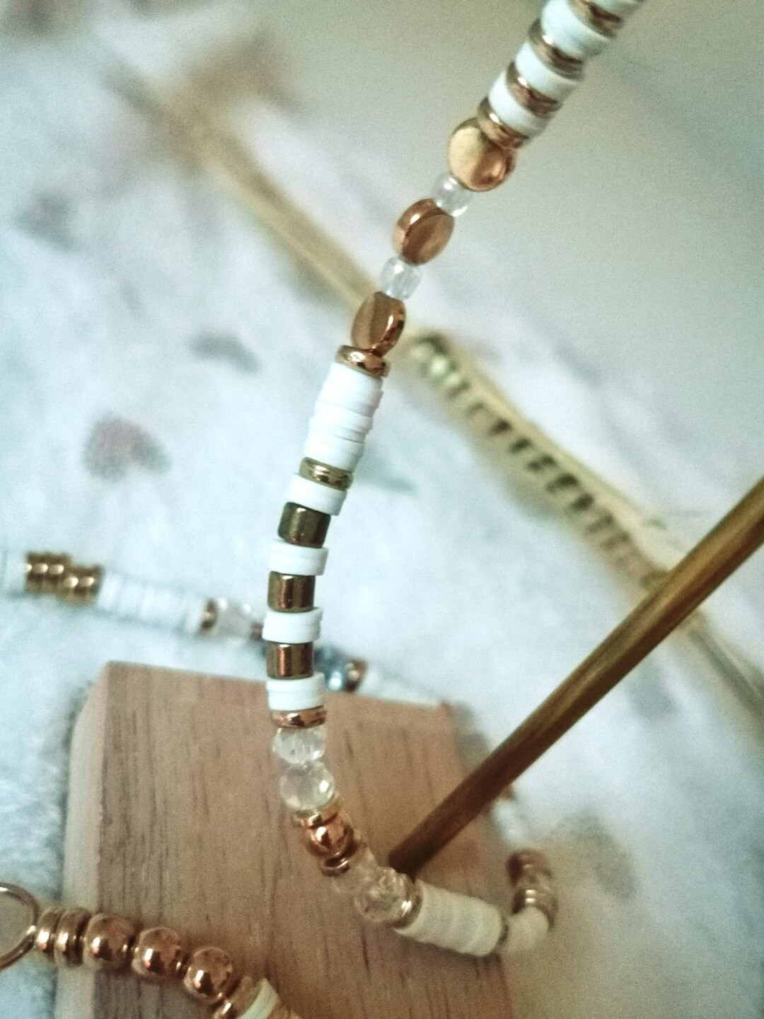 Stylized White & Gold Telephone Jewel - Etsy