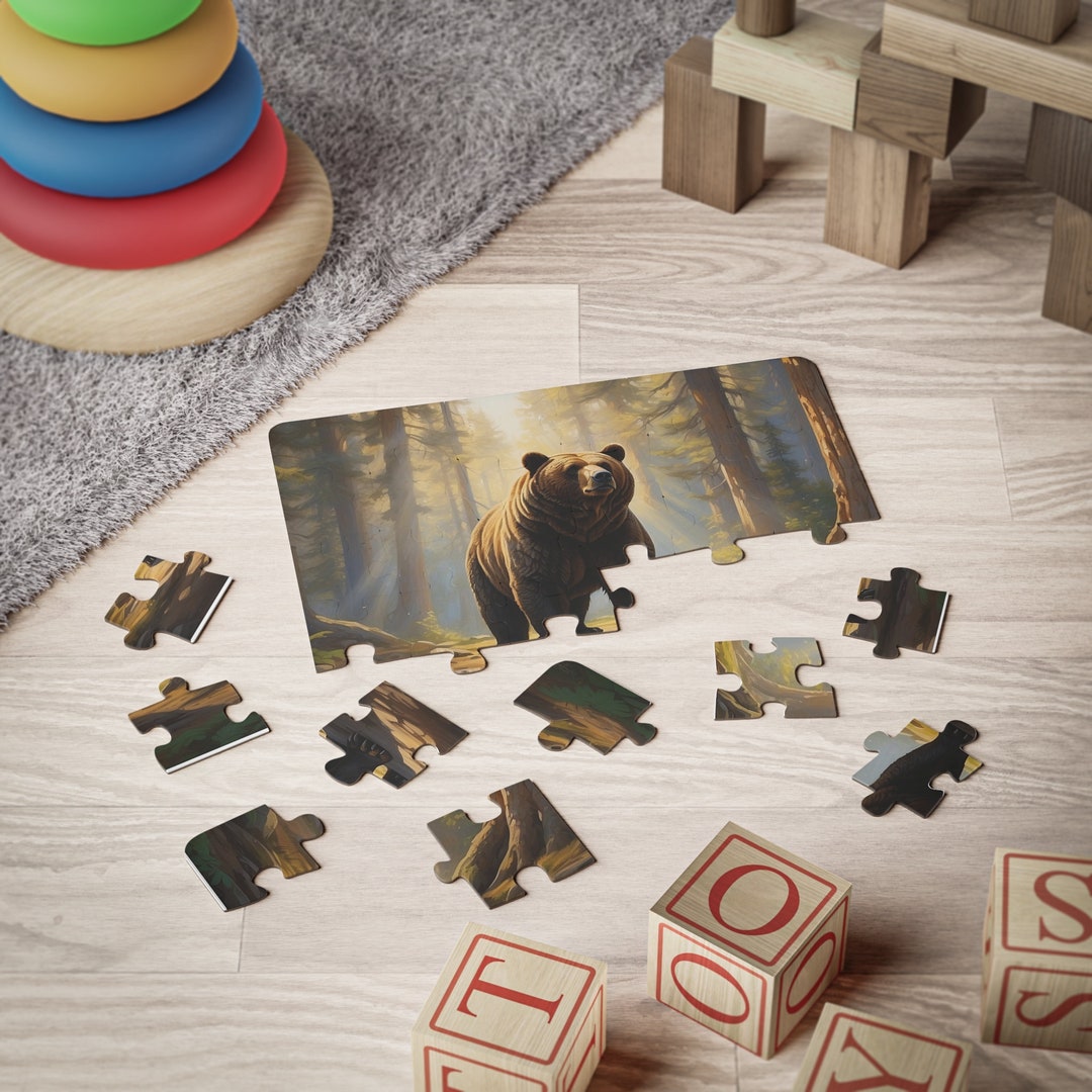 Majestic Portrayal of a Grand Bear With Forest Scene Kids' Puzzle, 30 ...