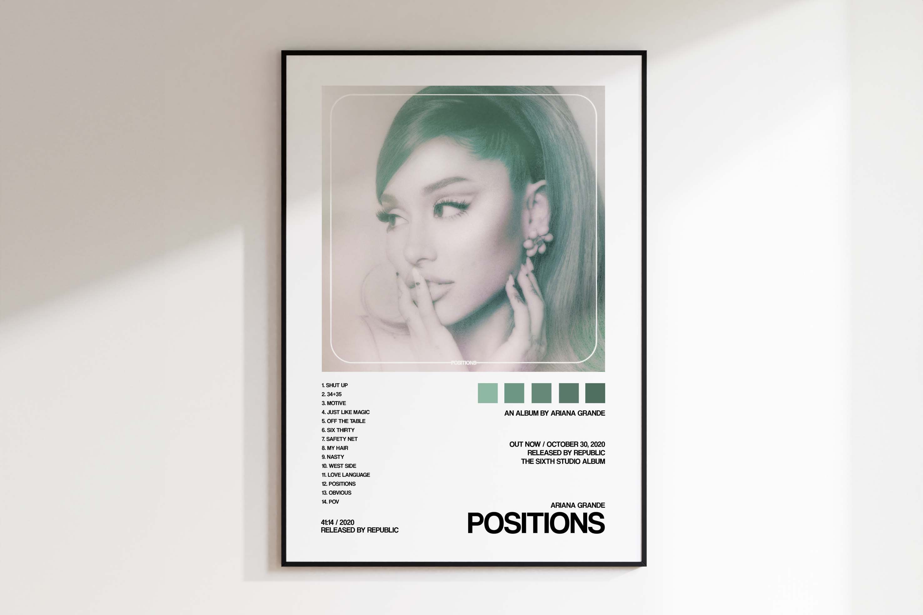 Ariana Grande 'positions' Album Cover Poster, Poster Print Wall Art, Custom Poster, Tracklist ...