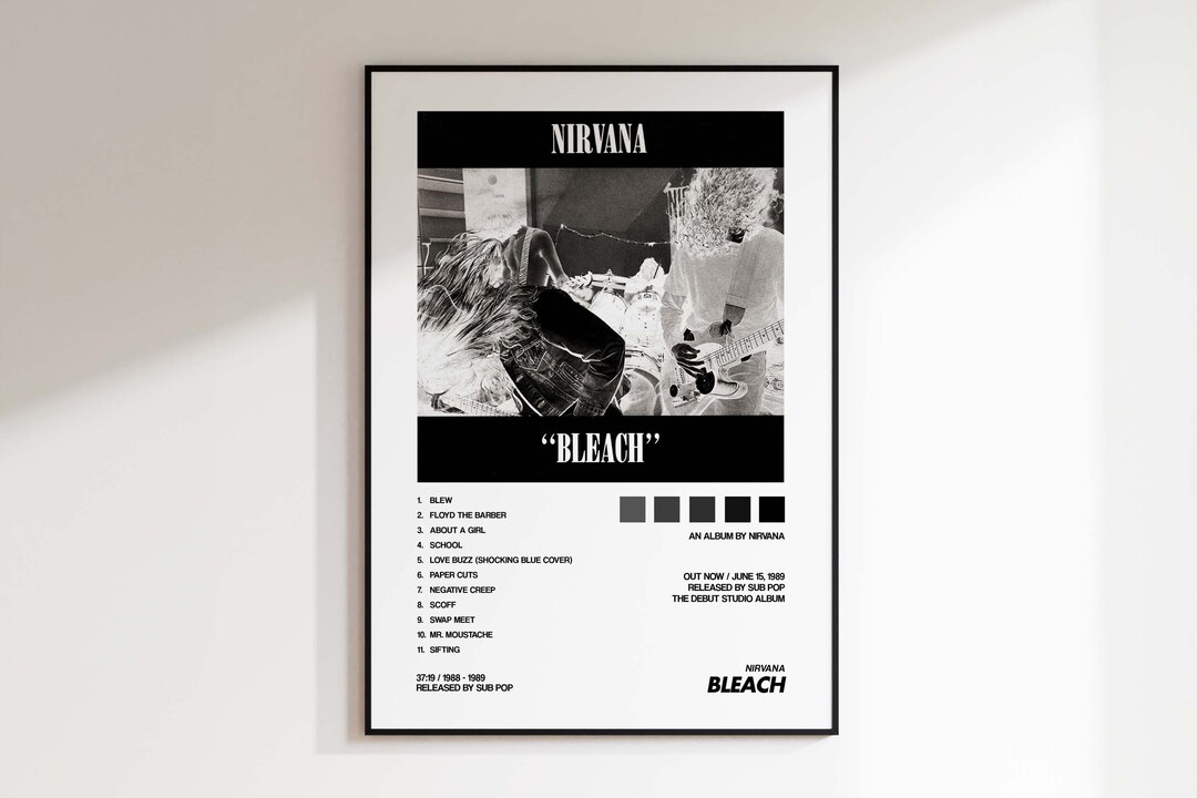 Nirvana 'bleach' Album Cover Poster, Poster Print Wall Art, Custom ...