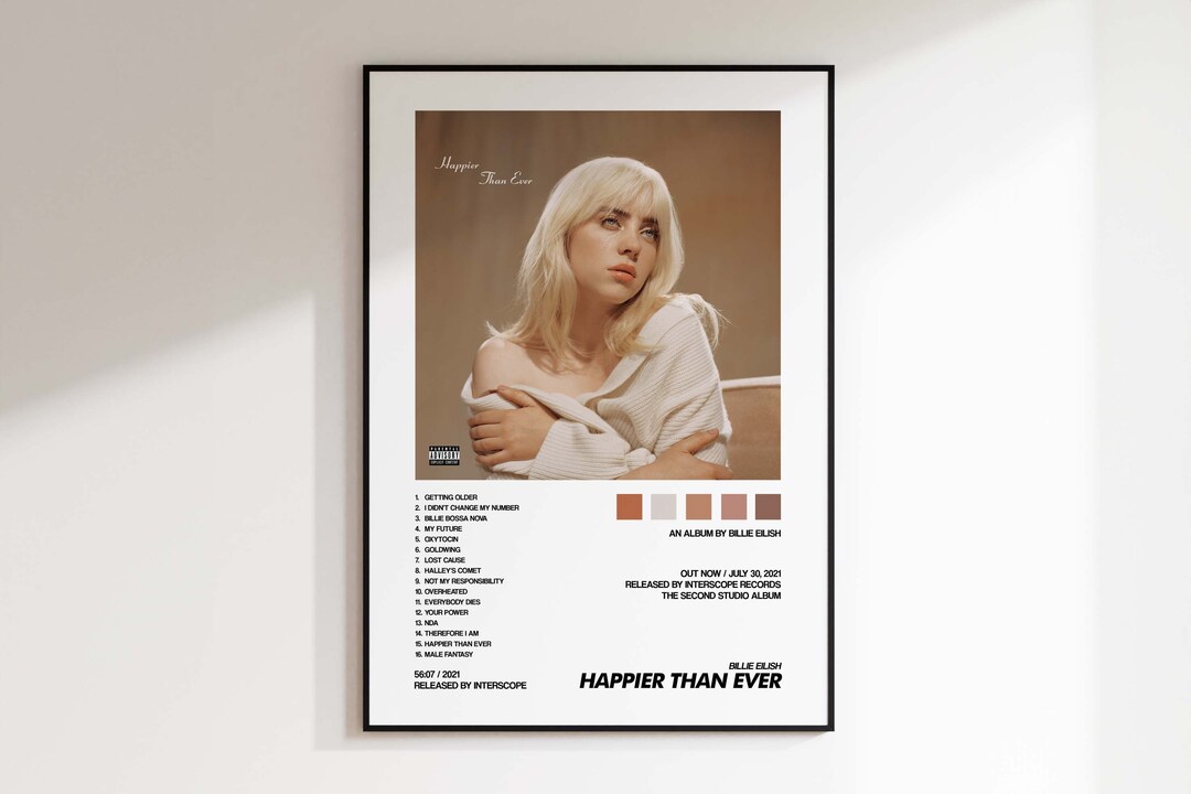 Billie Eilish 'happier Than Ever' Album Cover Poster, Poster Print Wall Art, Custom Poster ...