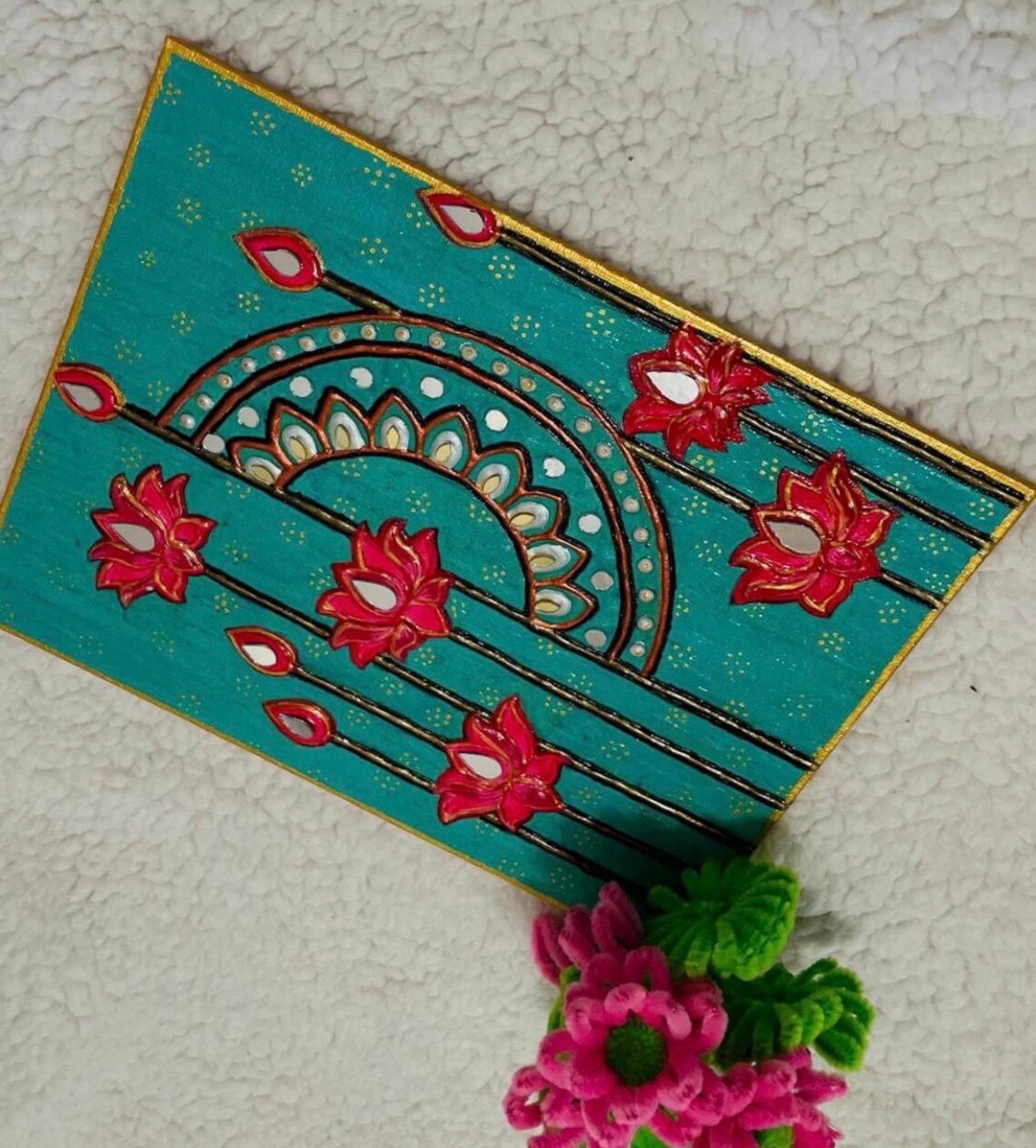 Indian Tranditional Design : Handmade Lotus Textured Art and Lippan Art ...