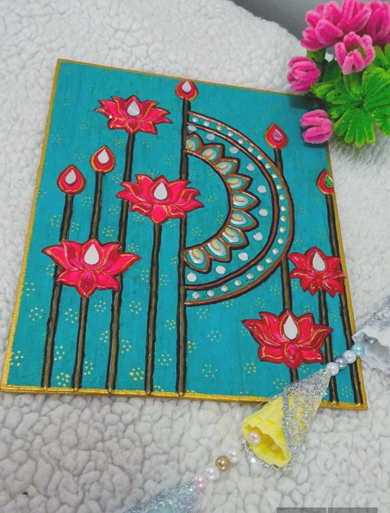 Indian Tranditional Design : Handmade Lotus Textured Art and Lippan Art ...