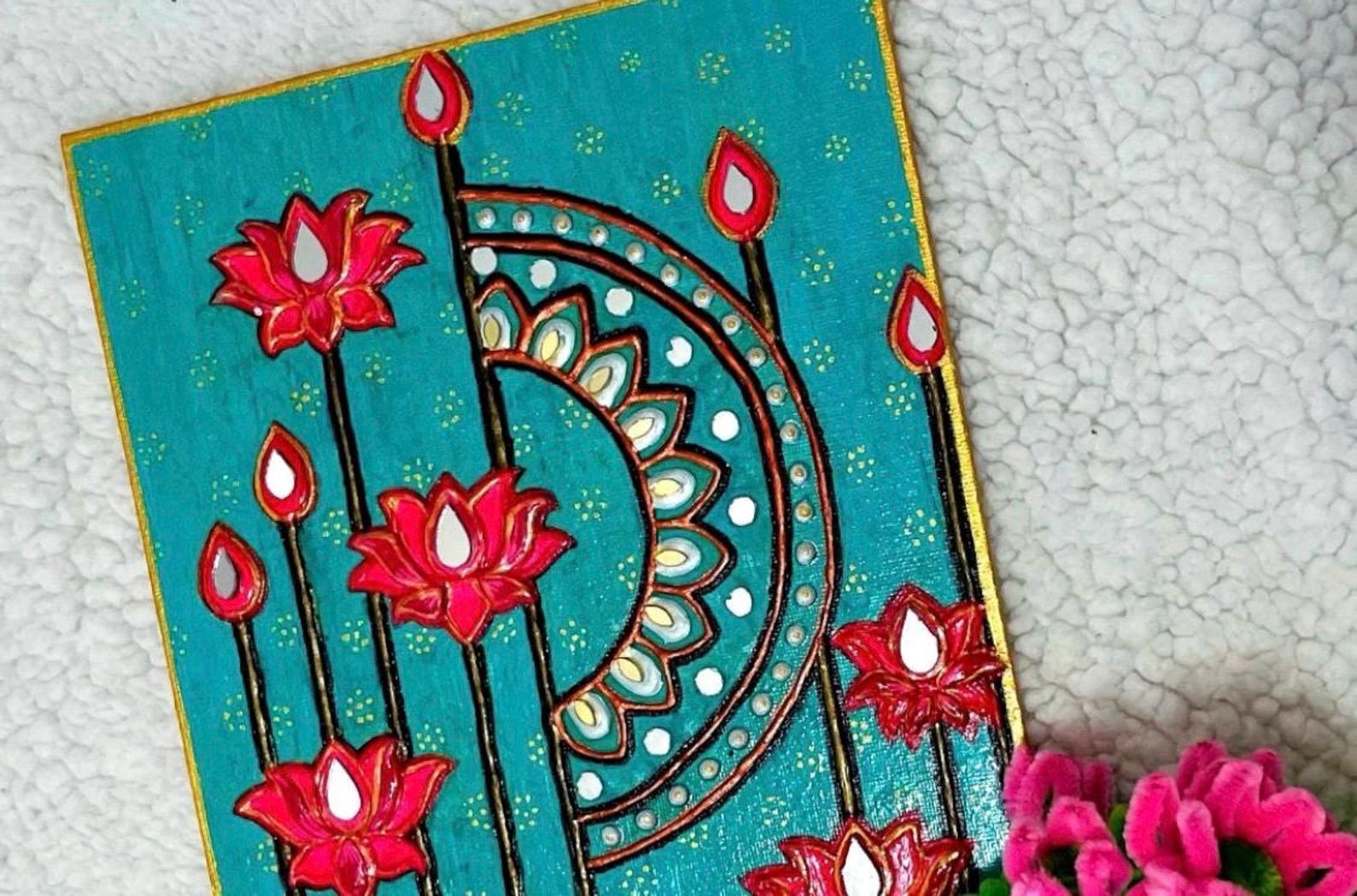 Indian Tranditional Design : Handmade Lotus Textured Art and Lippan Art ...