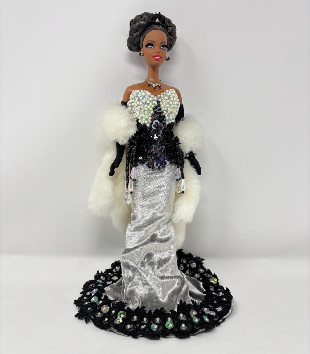 Vintage 1990 Mattel 12" Barbie Doll With Velvet/velour and Beaded Gown ...