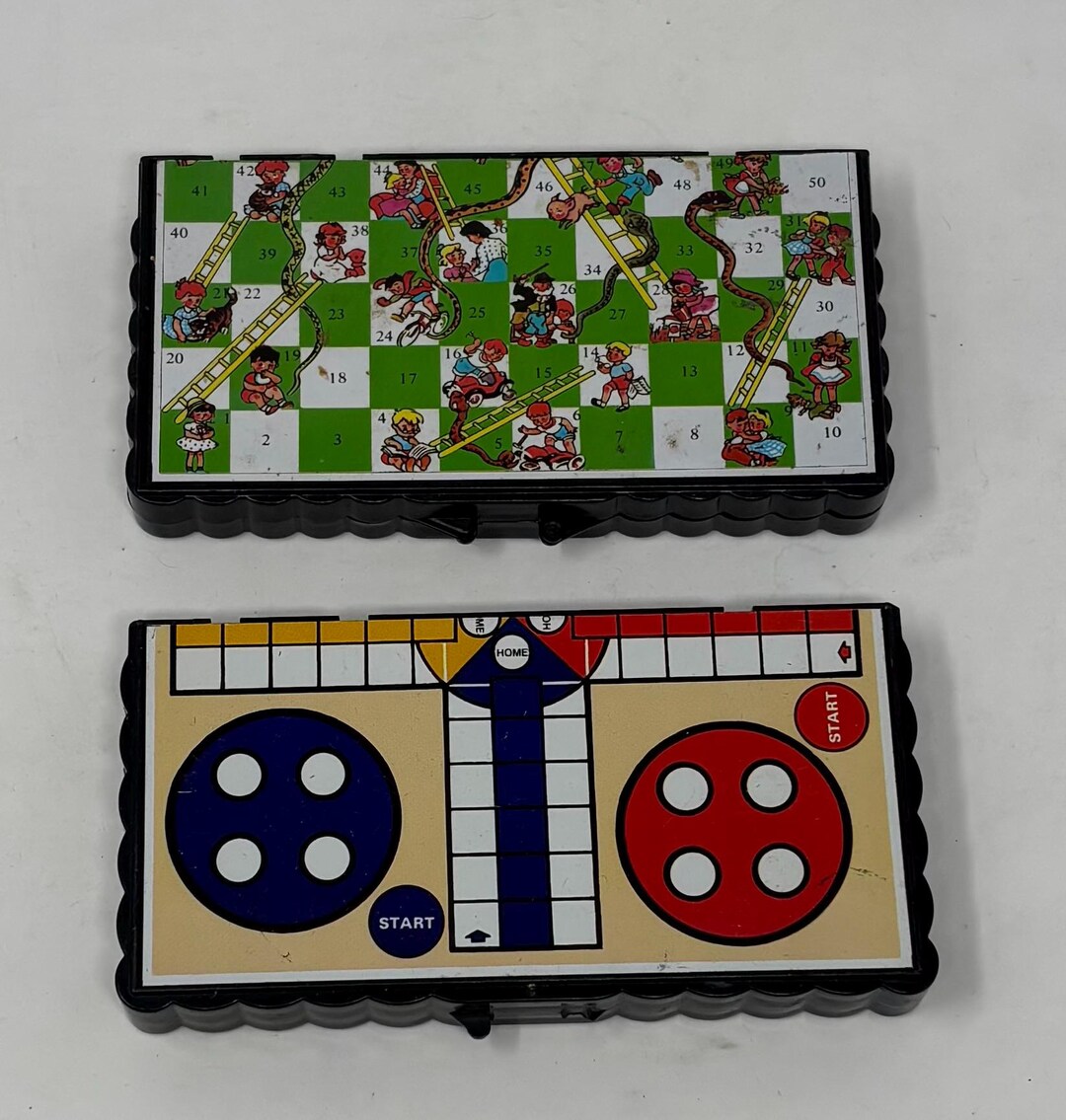 Vintage Miniature Magnetic Board Games - Ludo, and Snakes and Ladders ...