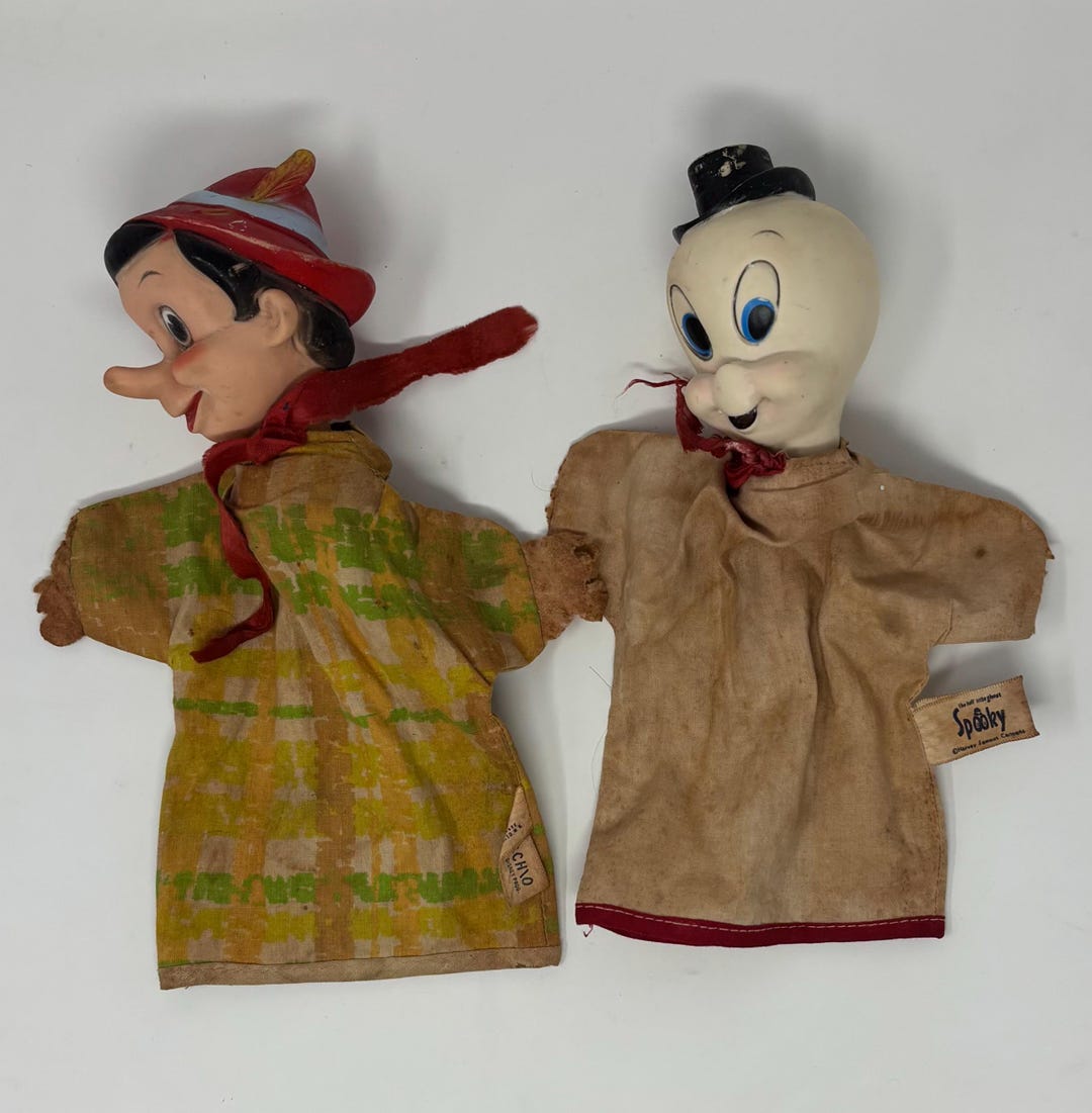 Vintage Lot of 2 1950s Hand Puppets - Walt Disney Pinocchio and Spooky ...