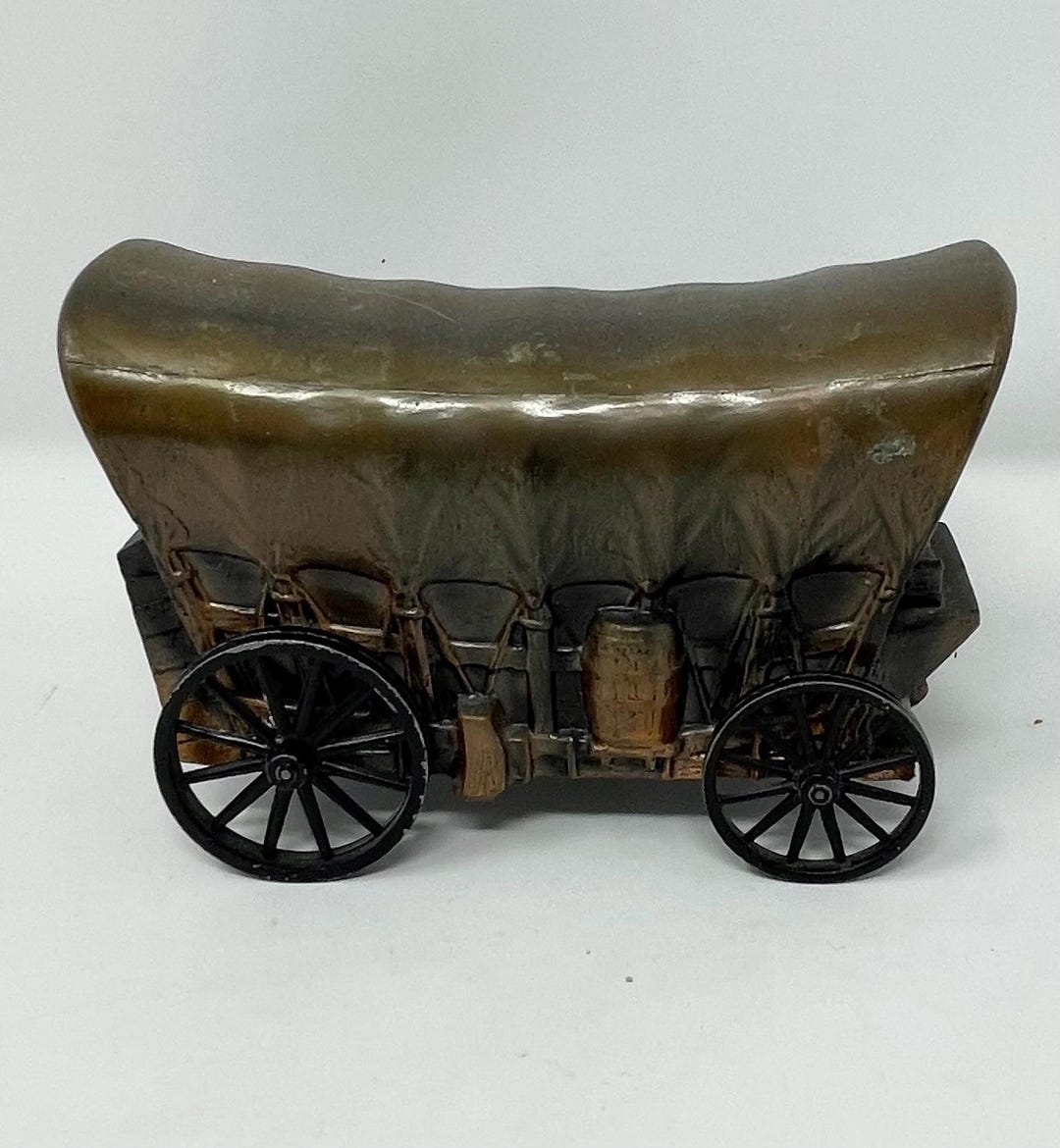 Vintage Western Covered Wagon Bronze Metal Bank - Etsy