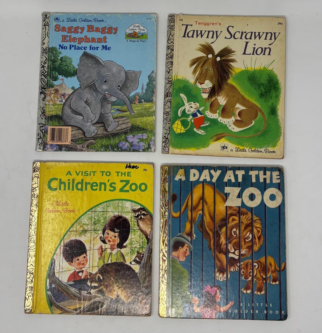 Vintage Little Golden Book - Lot of 4 Zoo Wild Animal Themed Books ...