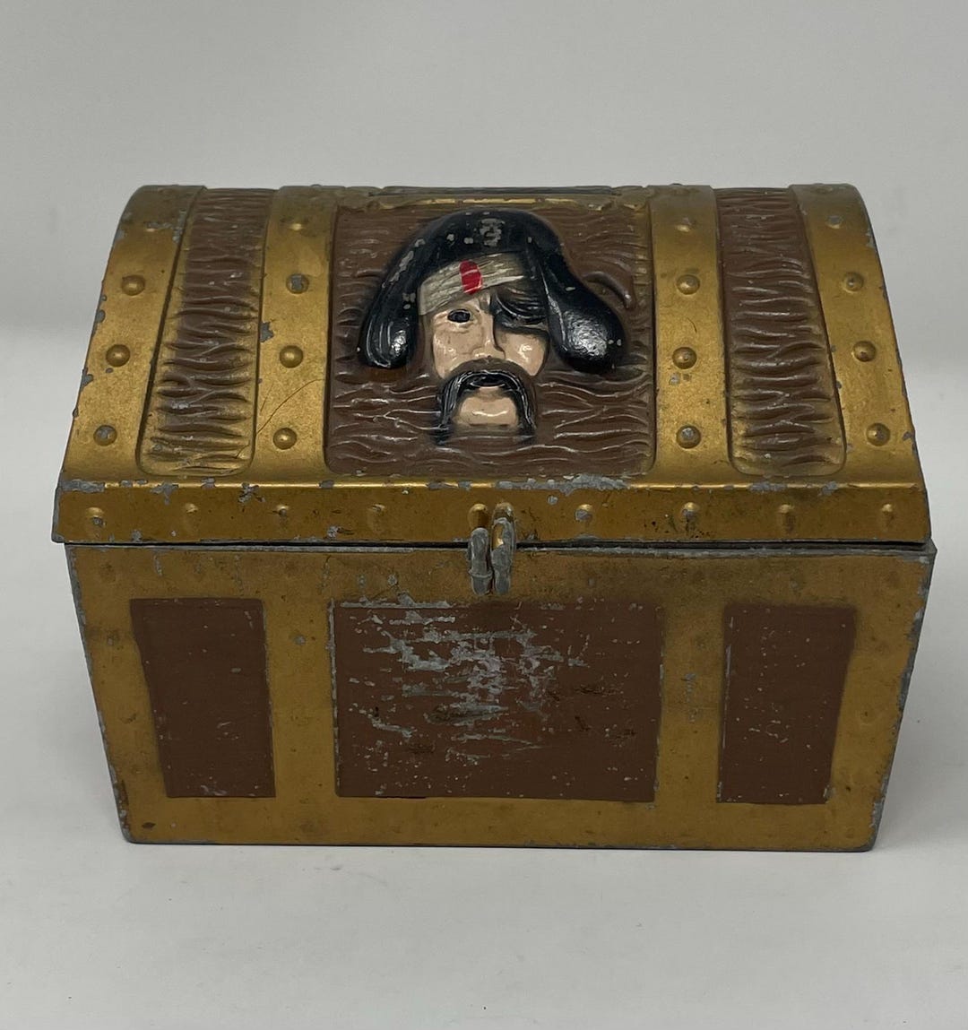 Antique Metal Pirate Treasure Chest Coin Bank – 1950s - E.J. Kahn Co ...