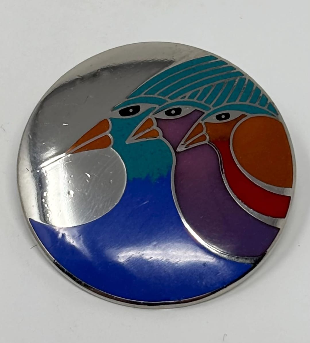 Vintage Laurel Burch "celestial Birds" Enamel Designer Brooch Pin ...