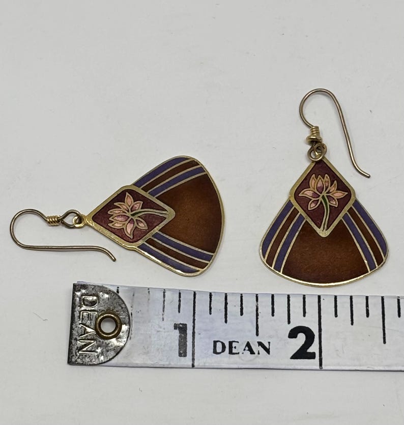 Vintage Laurel Burch "water Lily" Brown Fan Guitar Pick Shape Enamel ...