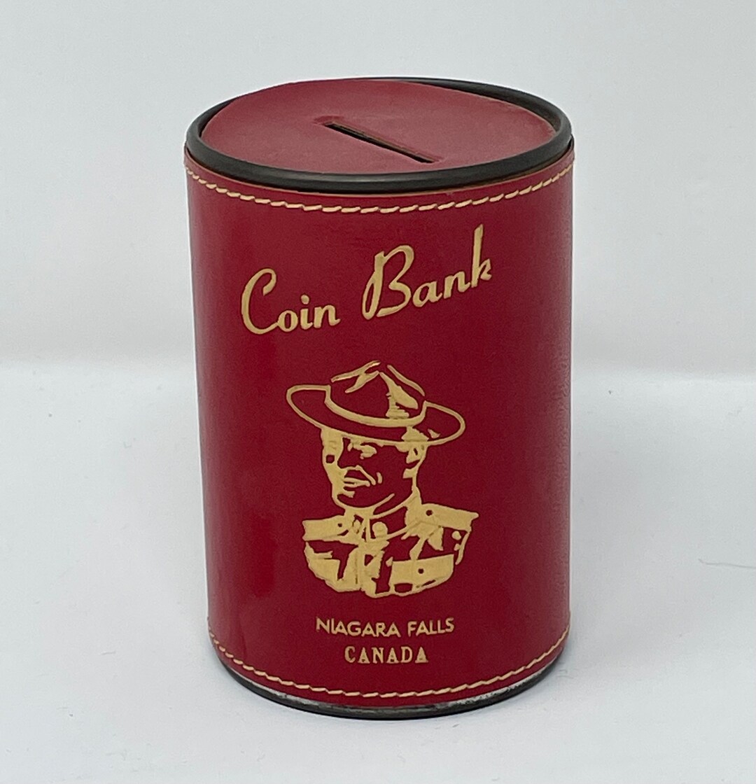 Vintage Leather Coin Bank Niagara Falls Canada - Royal Canadian Mounted ...