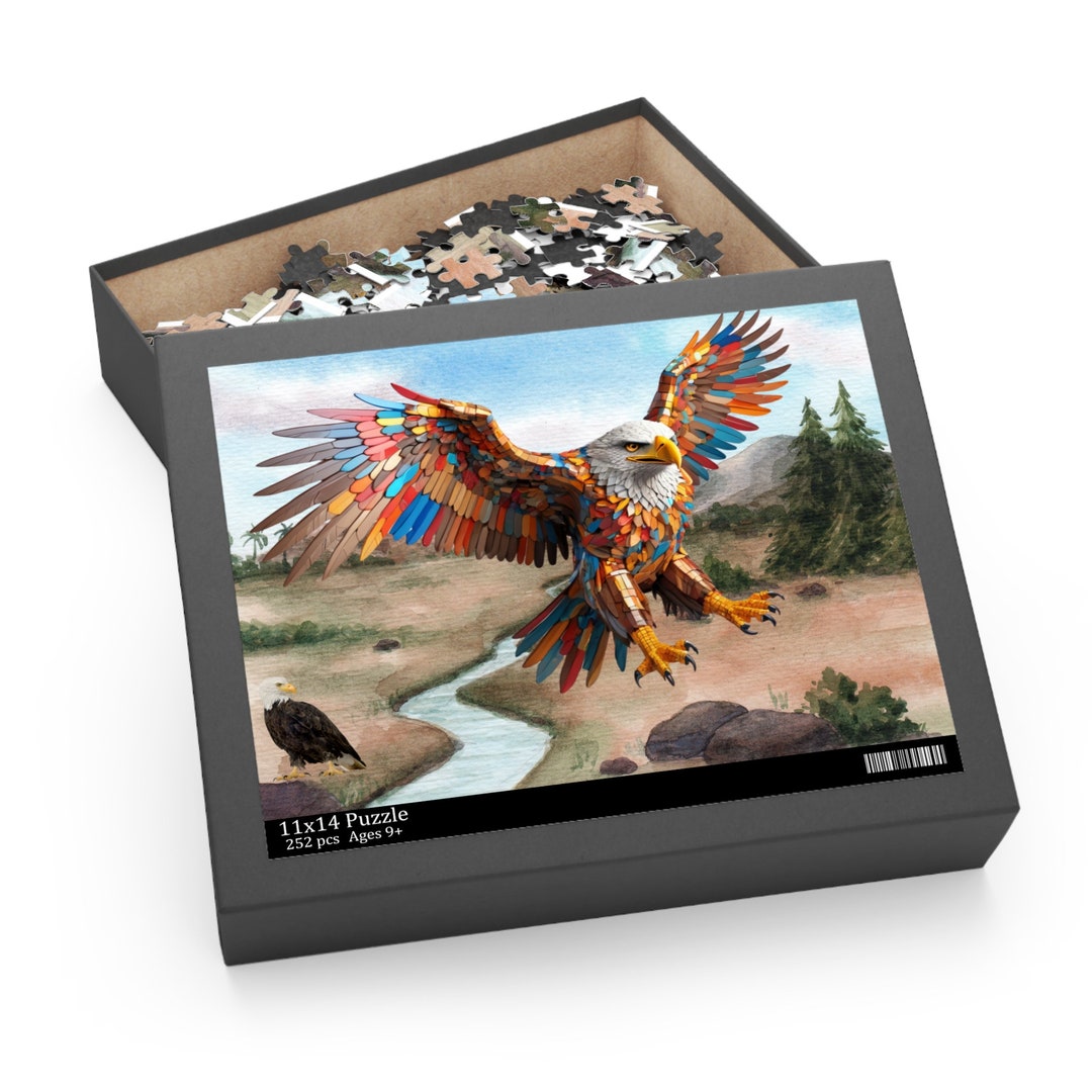 Soaring Eagle Over the River. Puzzle 120, 252, 500-piece - Etsy