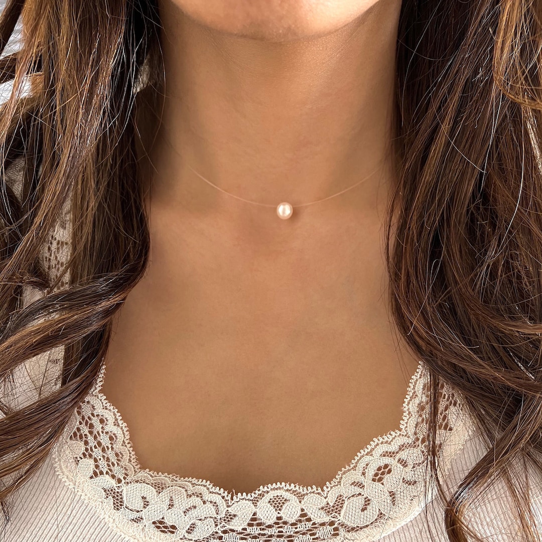 Invisible Pearl Necklace, Floating Freshwater Pearl, Fishing Line ...