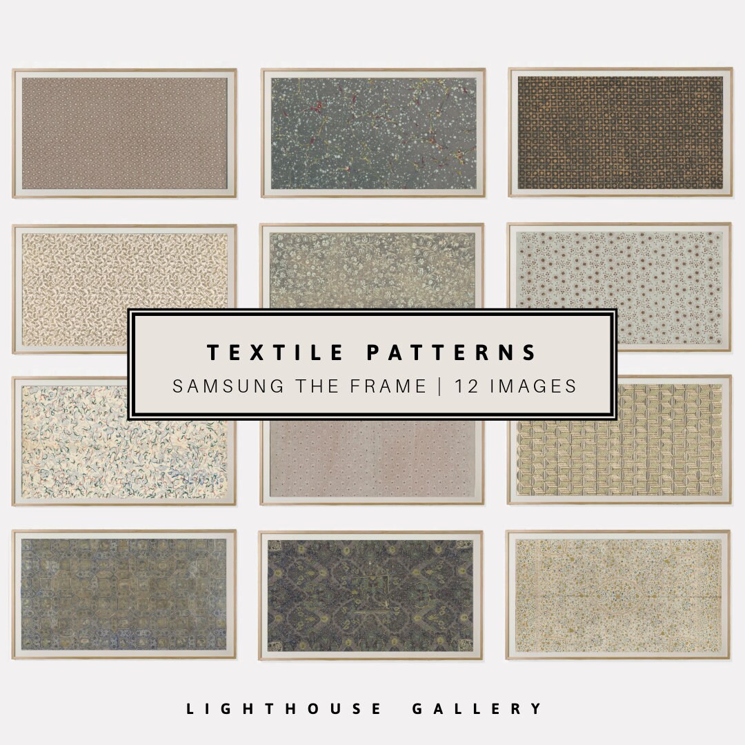 Samsung Frame TV Art SET Vintage Textile Patterns, Minimalist Muted ...