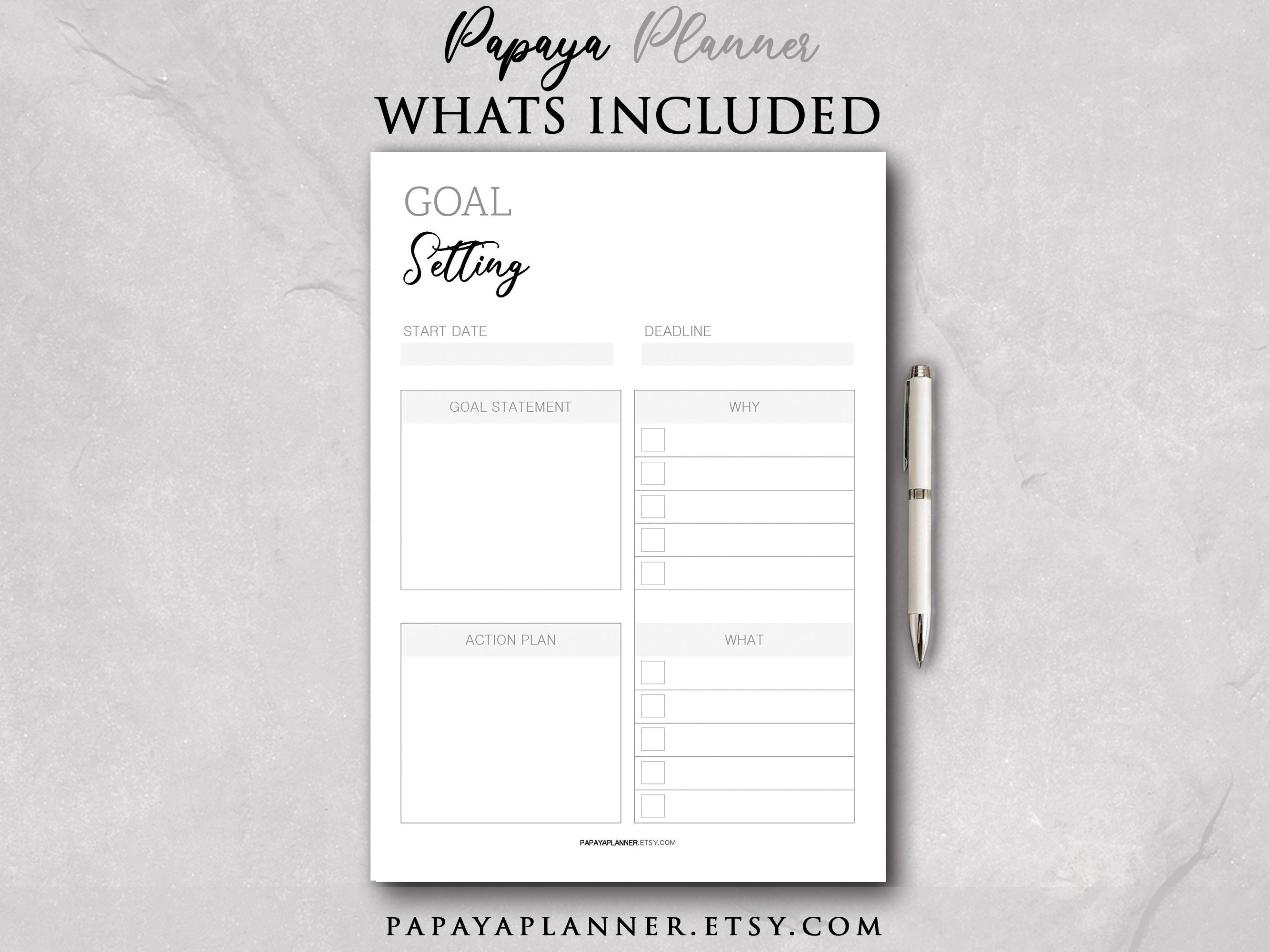 Goal Setting Planner - Printable Planner, Productivity Planner, Habit ...