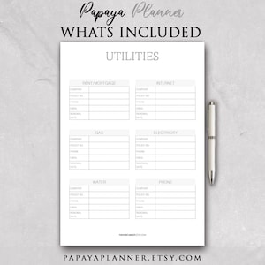 Utilities Tracker - Printable Planner, Household Planner, Personal ...