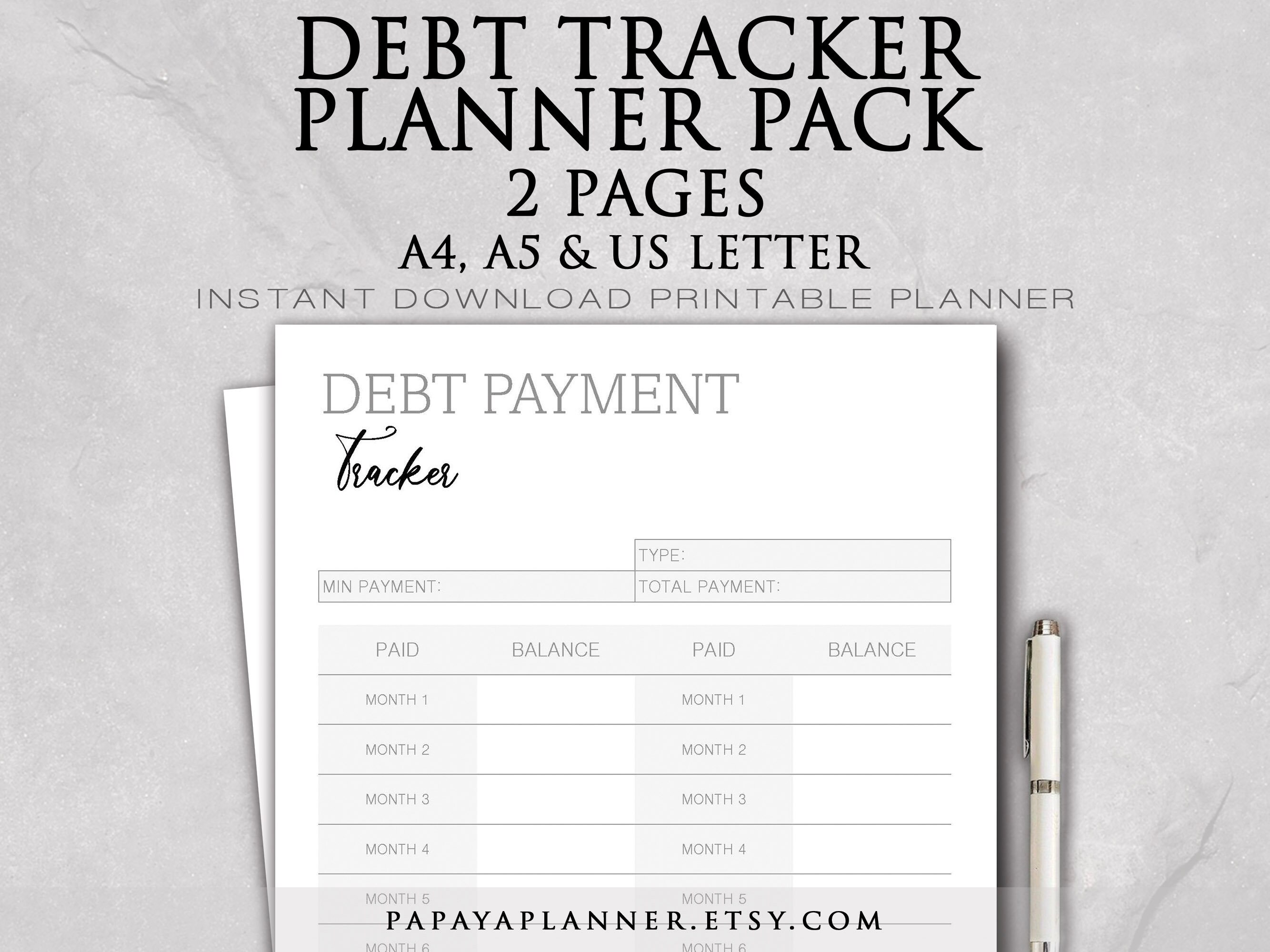Debt Trackers - Printable Planner, Financial Template, Bill Plan ...