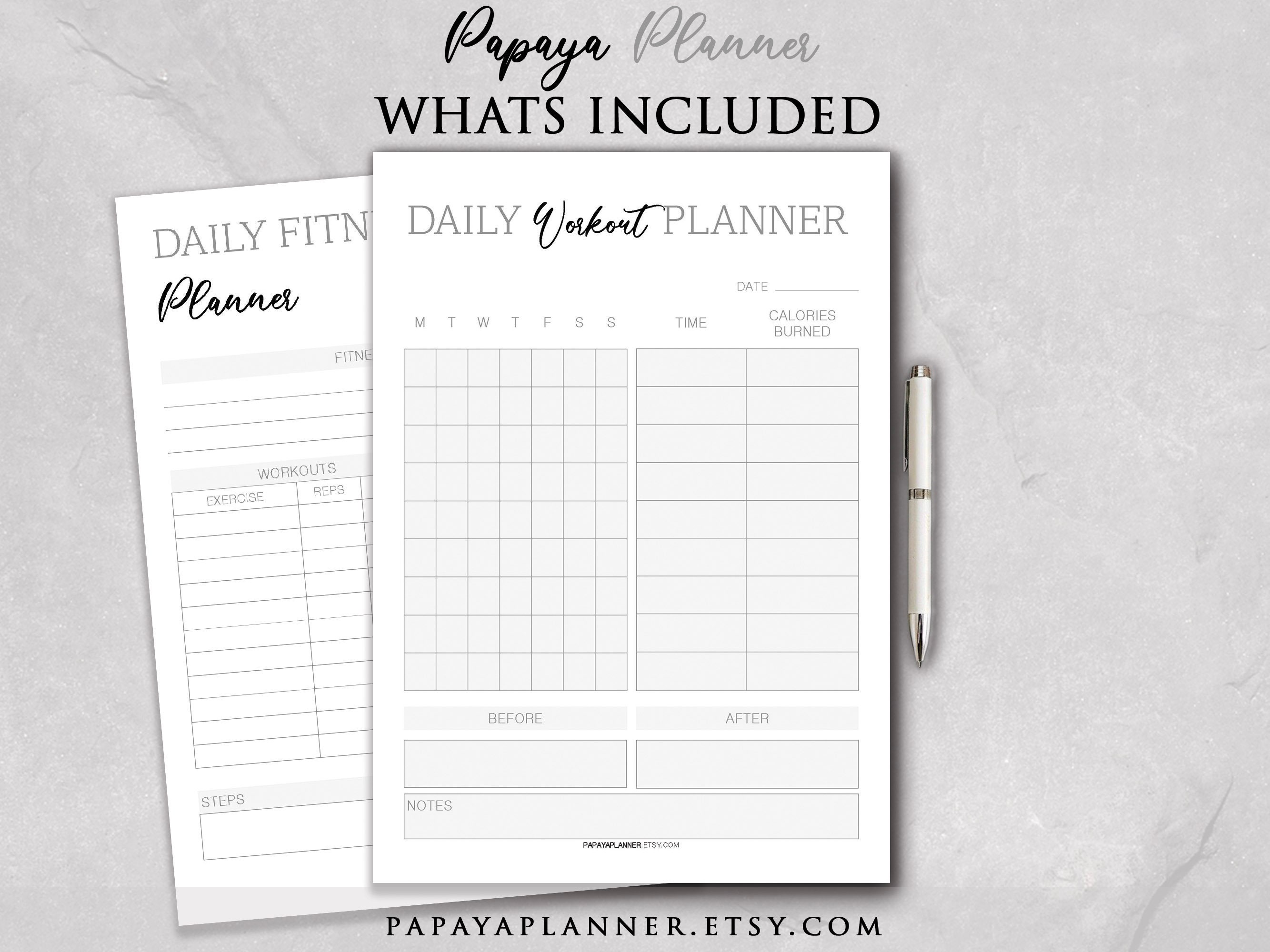 Daily Fitness Planner Printable Planner, Fitness Template, Meal Plan ...