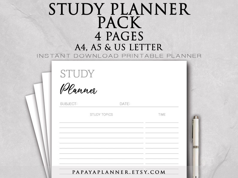 Study Planner Pack - Printable Planner, Education Template, Study Plan ...
