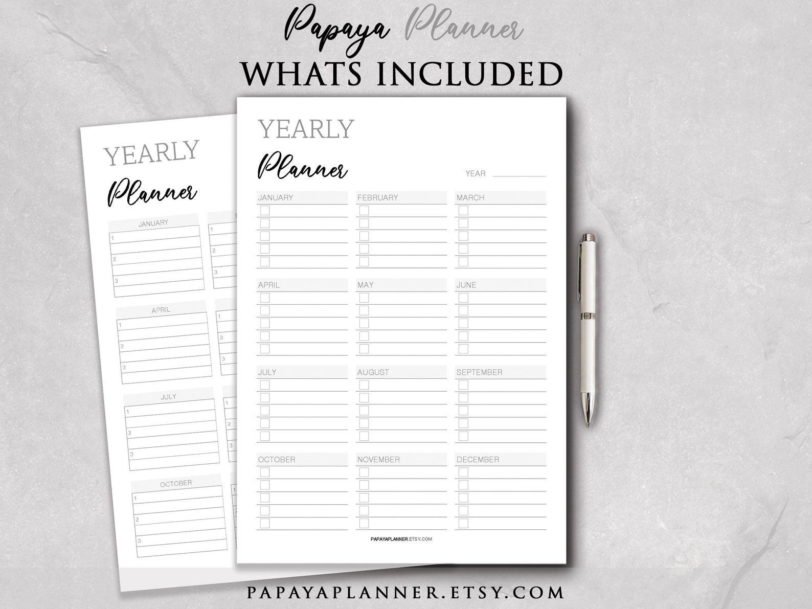 Yearly Planners - Printable Planner, Productivity Planner, Habit ...
