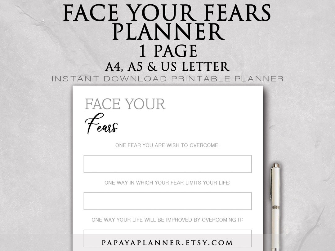 Face Your Fears Planner - Printable Planner, Personal Planner, Self ...