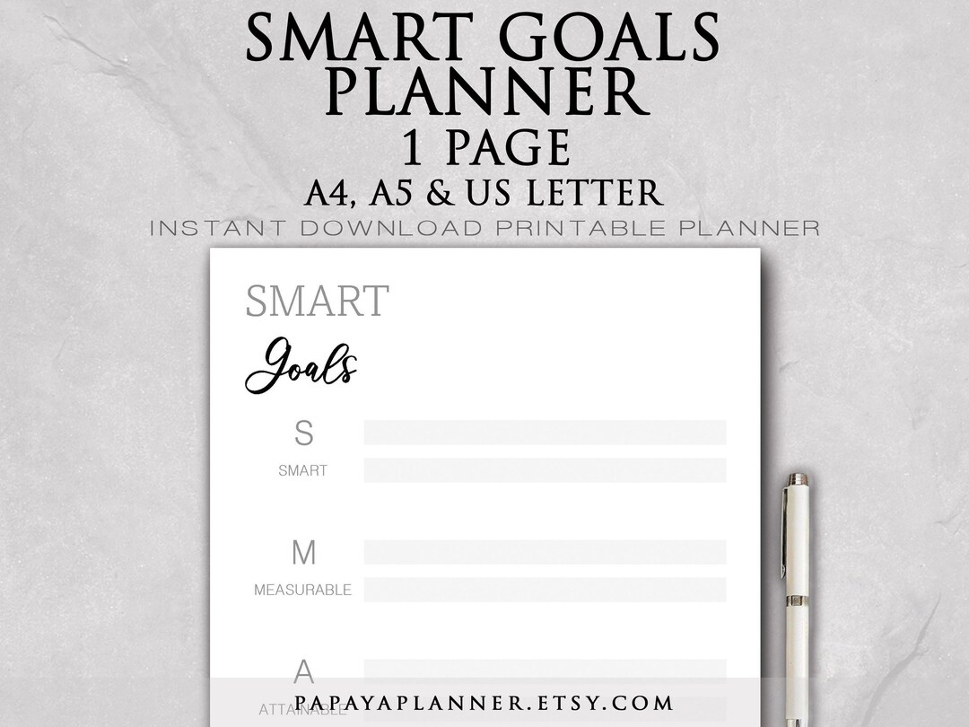Smart Goals Planner - Printable Planner, Productivity Planner, Habit ...
