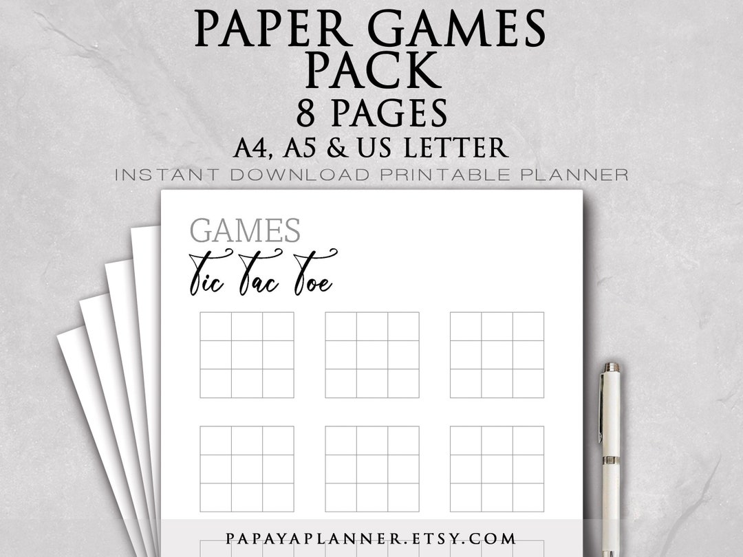 Paper Games Pack - Printable Planner, Personal Planner, Leisure Planner ...