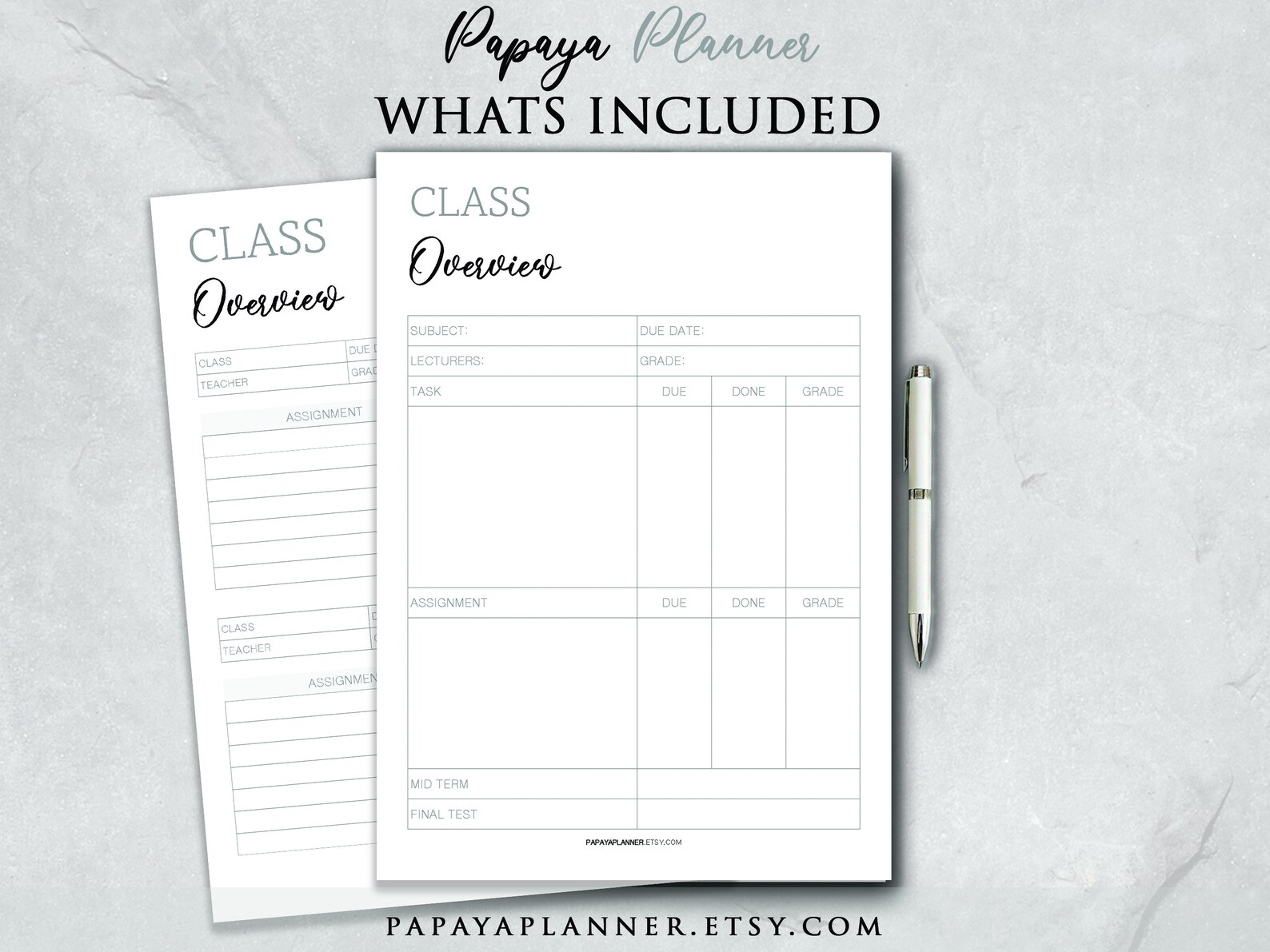Class Overview Pack Printable Planner, Education Template, Study Plan ...