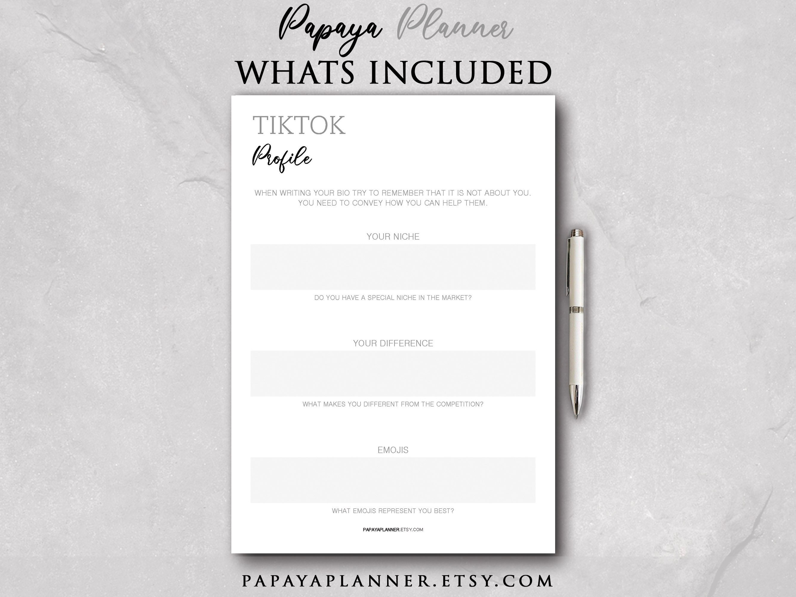 Tiktok Profile - Printable Planner, Personal Planner, Social Media ...