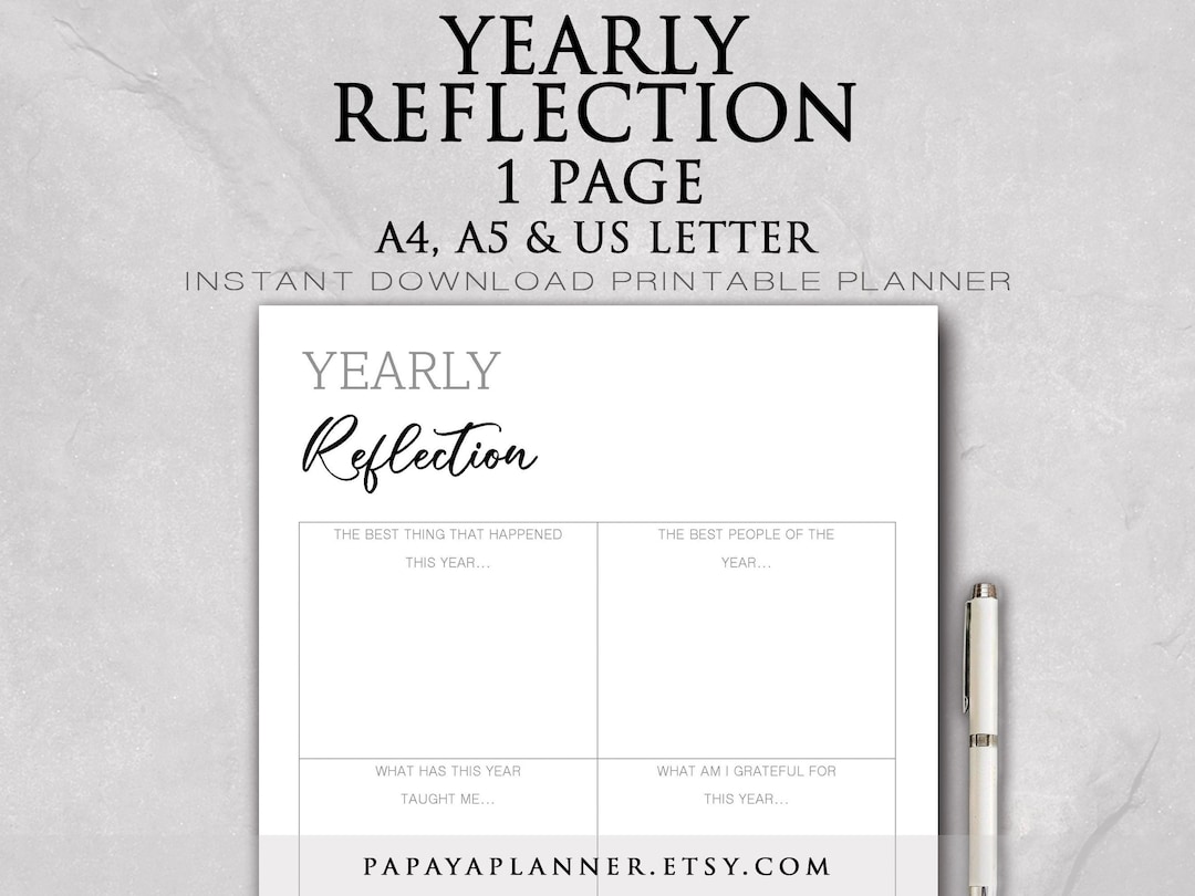 Yearly Reflection - Printable Planner, Productivity Planner, Habit ...