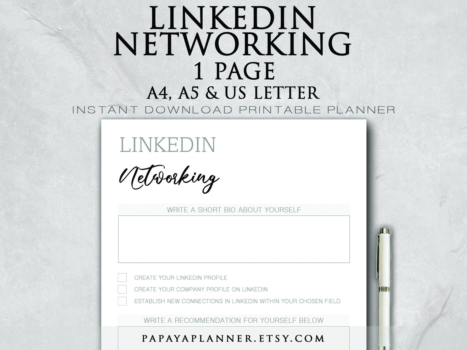 Linkedin Networking Printable Planner, Personal Planner, Social Media ...